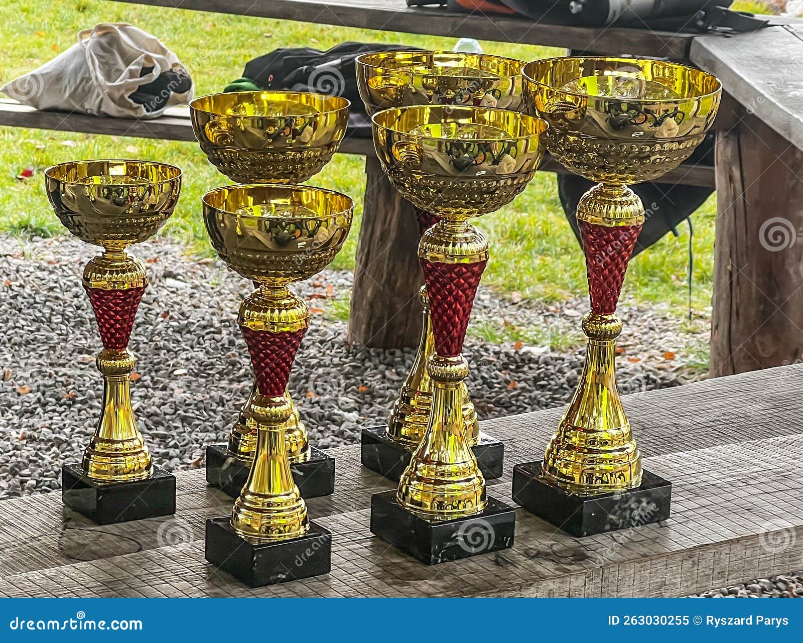 The Prepared Cups Await the Winners of Local Running Competitions Stock ...