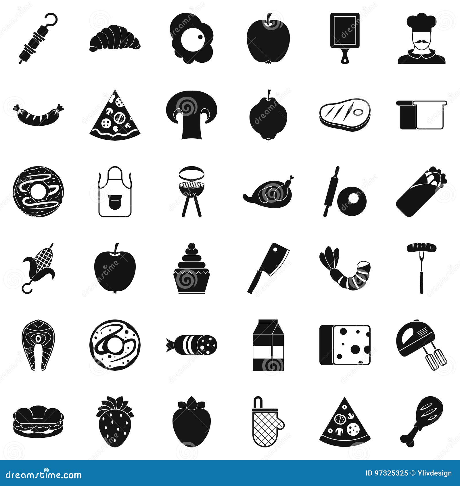 Prepared Dish Icons Set, Simple Style Stock Vector - Illustration of ...