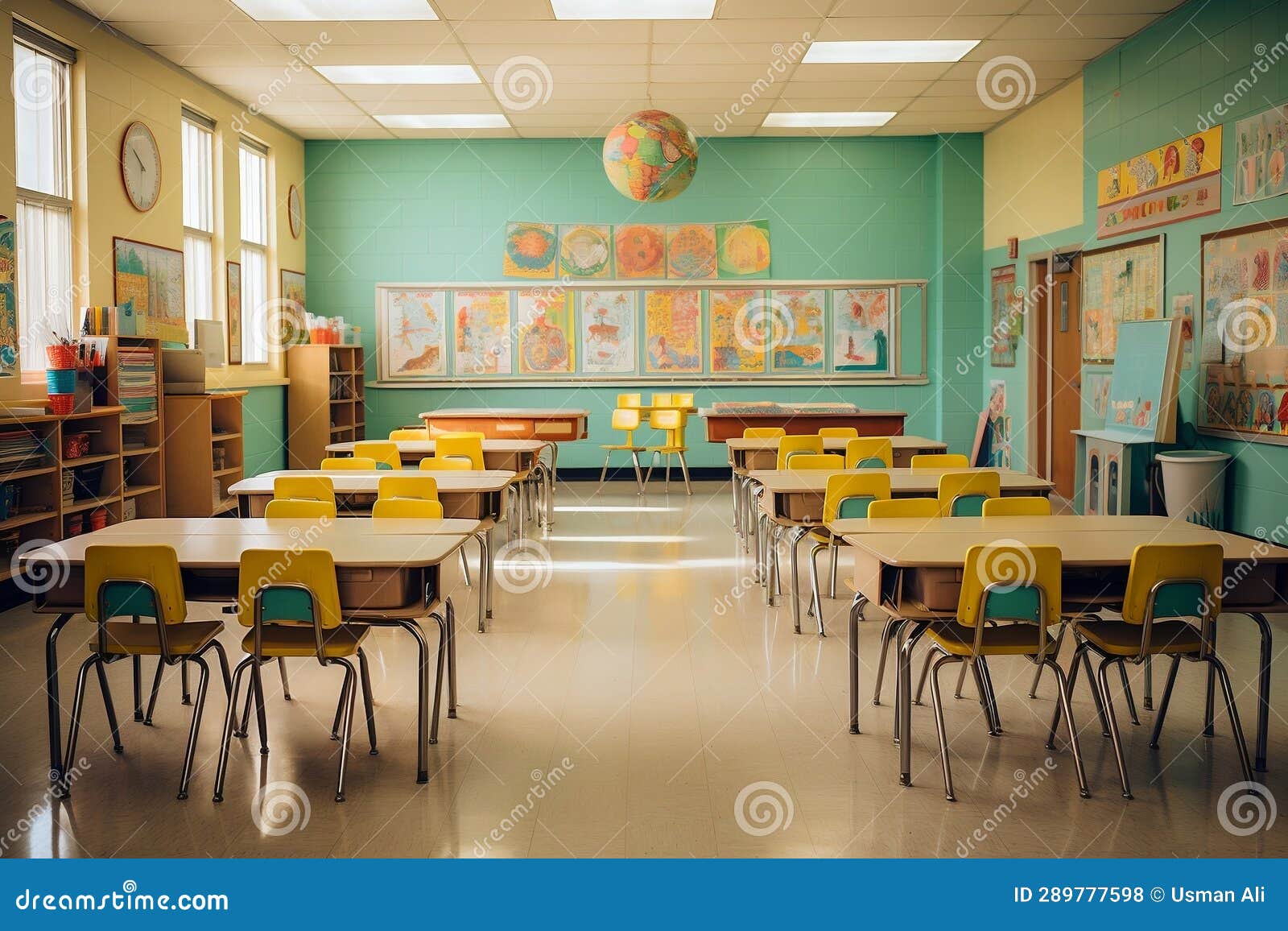 Prepared Elementary Classroom Ready for School Da. AI Stock Photo ...