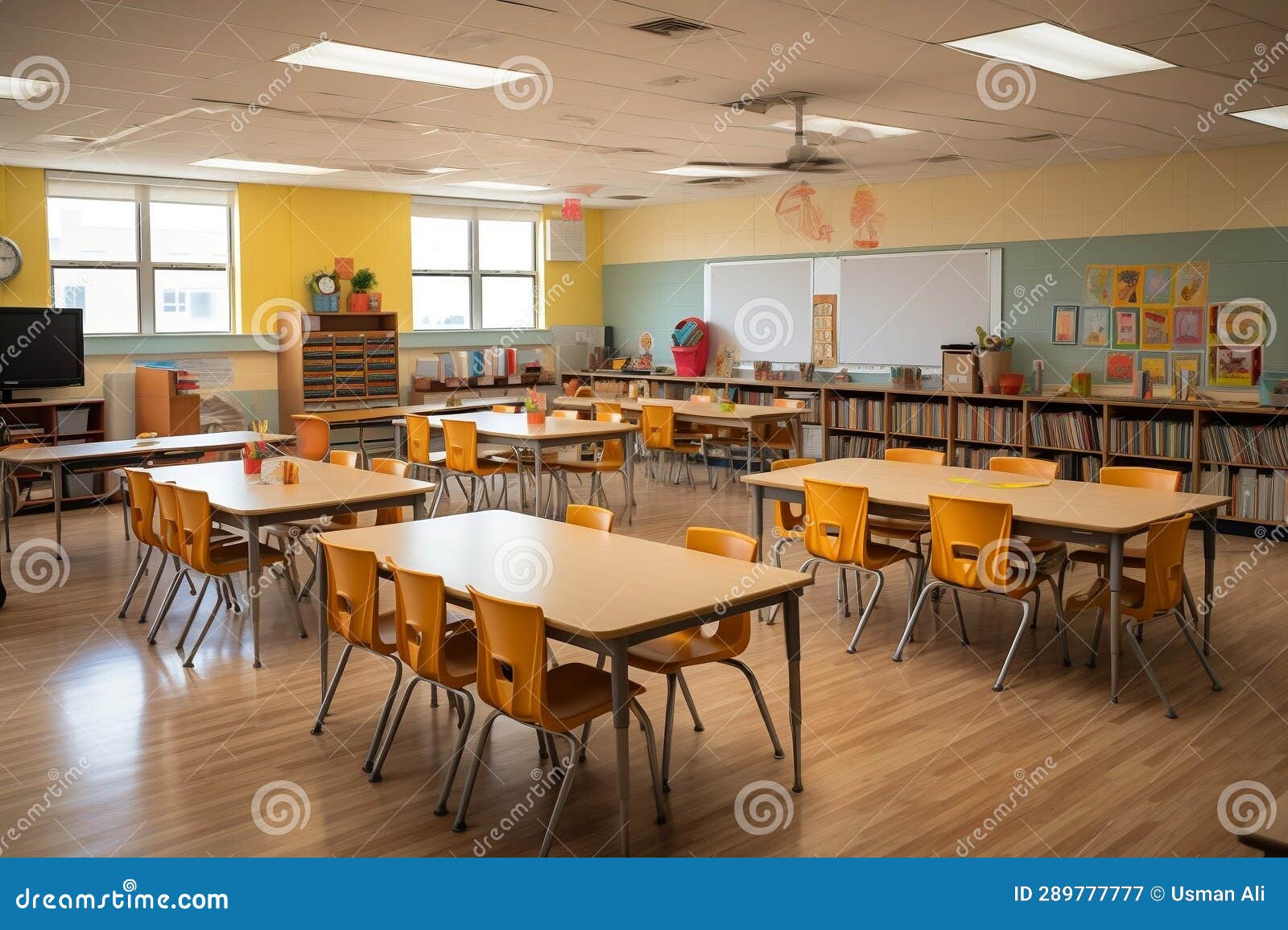 Prepared Elementary Classroom Ready for School Da. AI Stock ...