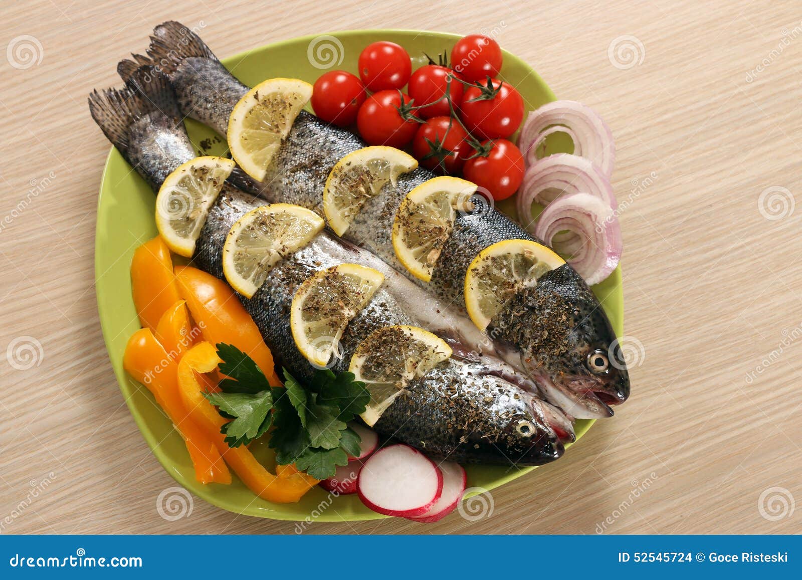 Prepared fish stock photo. Image of eating, lunch, salad - 52545724