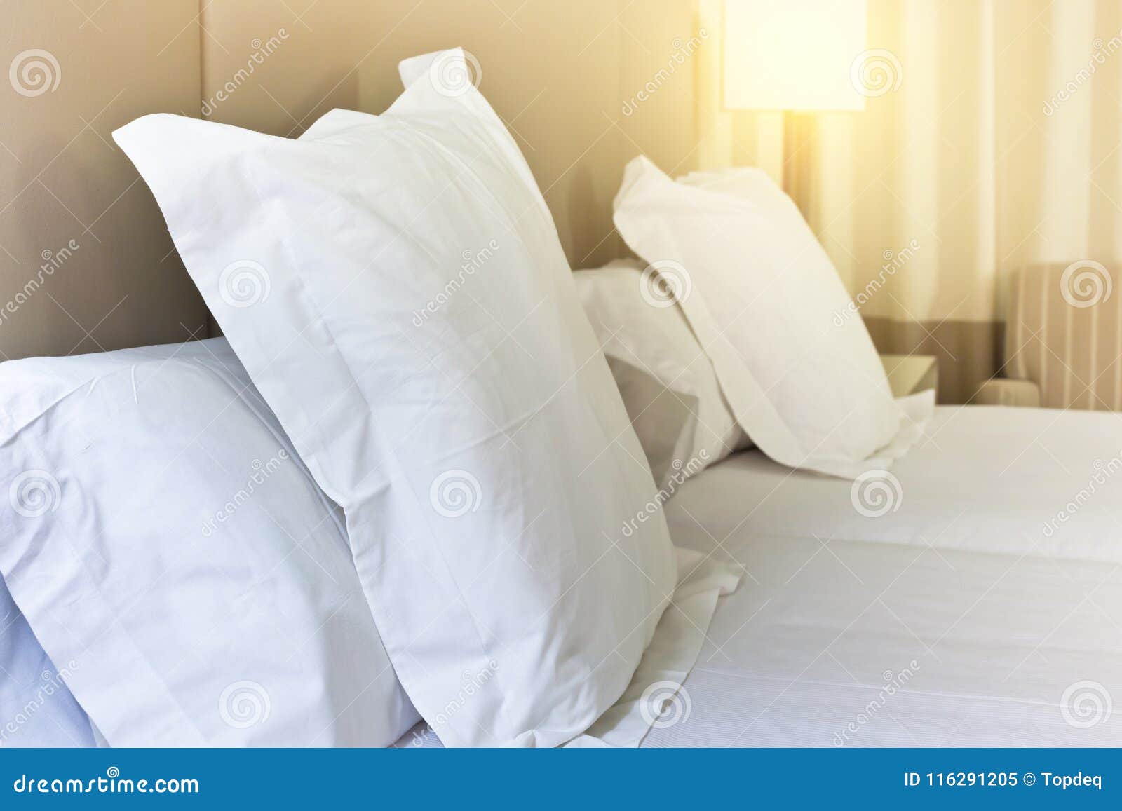 Prepared Fresh Bed, Scene in Hotel Room Stock Image - Image of clean ...