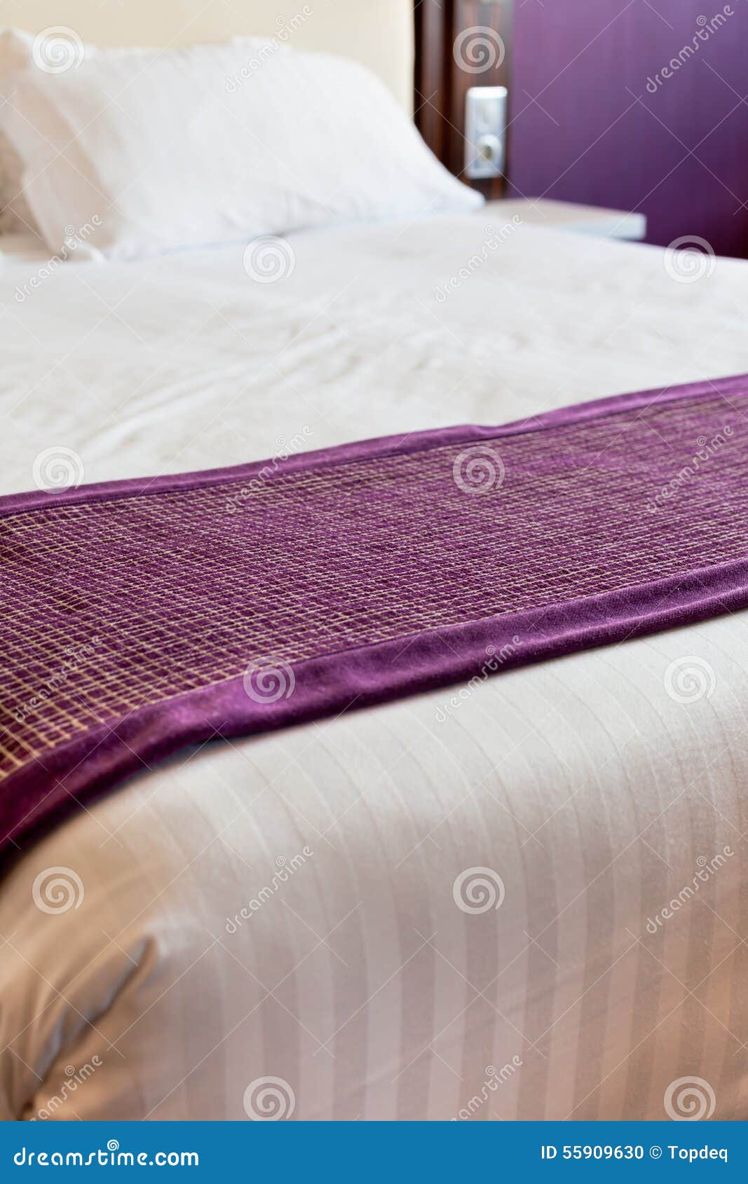 Prepared Fresh Bed, Scene in Hotel Room Stock Photo - Image of space ...