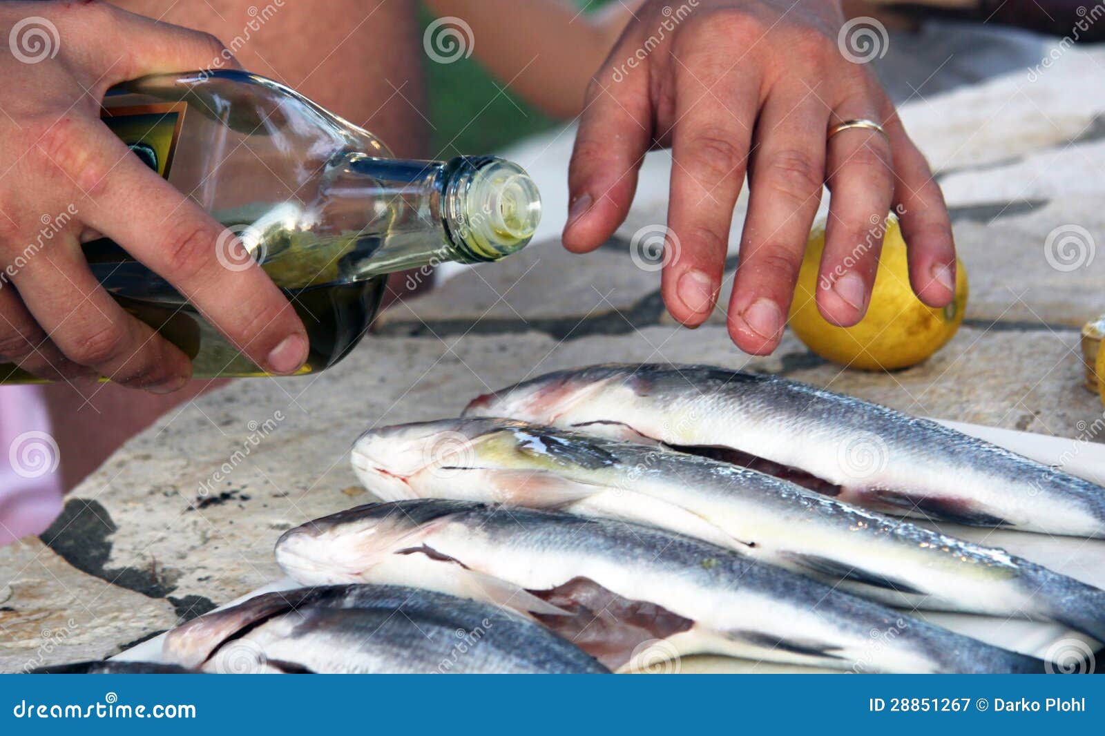 Prepared Marine Fish for Barbecue on the Open Fire Place Stock Image ...