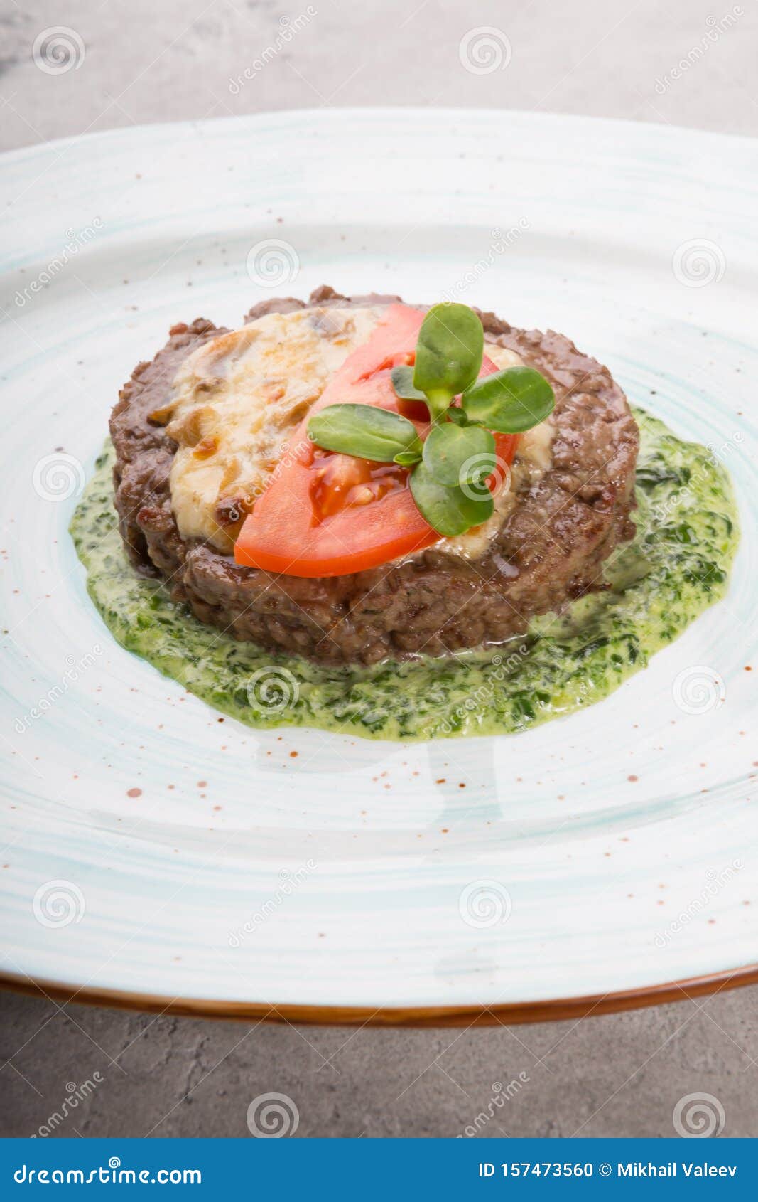 Prepared Minced Beef Meat Cutlet with Spinach Stock Photo - Image of ...