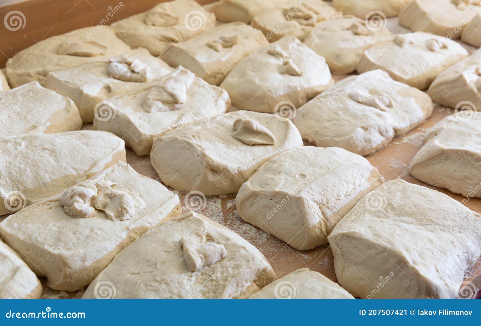 Prepared Raw Dough on Tray in Bakery Stock Image - Image of food ...