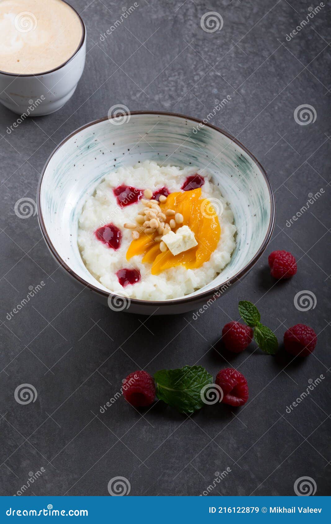 Prepared Rice Porridge Bowl Set for Breakfast Stock Image - Image of ...