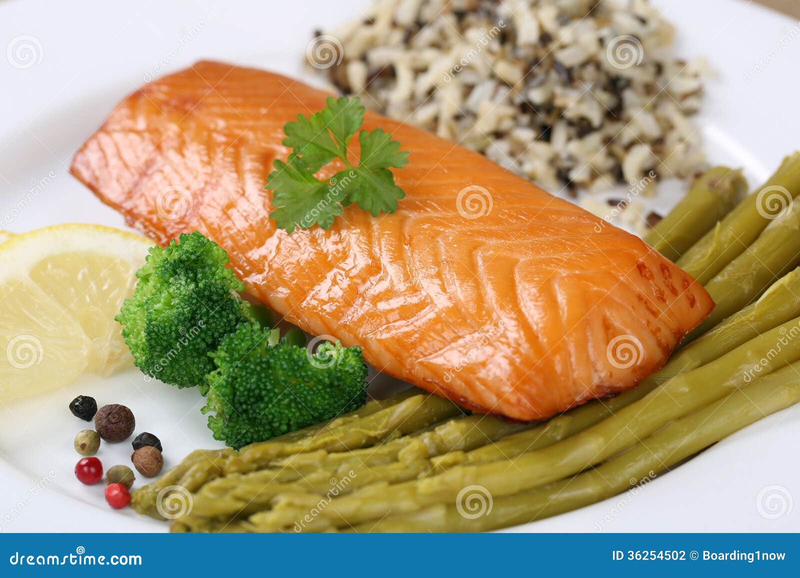 Prepared Salmon Fish on a Plate Stock Photo - Image of filet, grilled ...