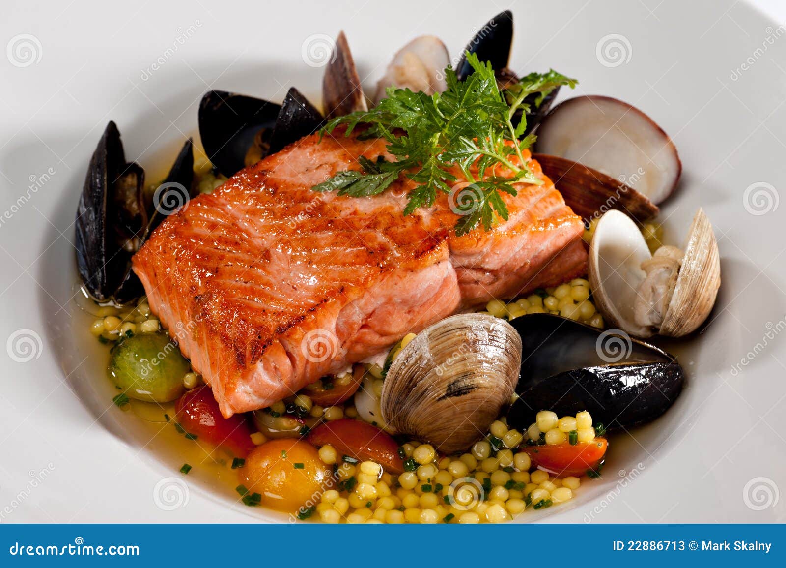 Prepared Salmon Seafood Dinner Stock Image - Image of salad, couscous ...