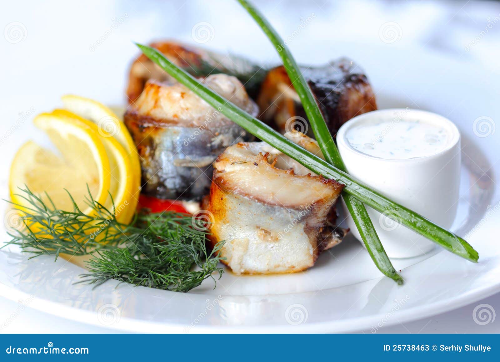 Prepared Sea Fish Portions with Greens Stock Image - Image of delicious ...