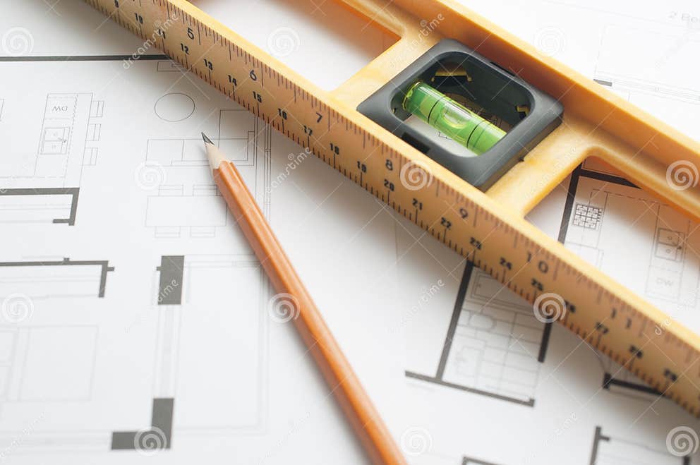 Prepares the Architectural Floorplan Stock Photo - Image of rebuild ...