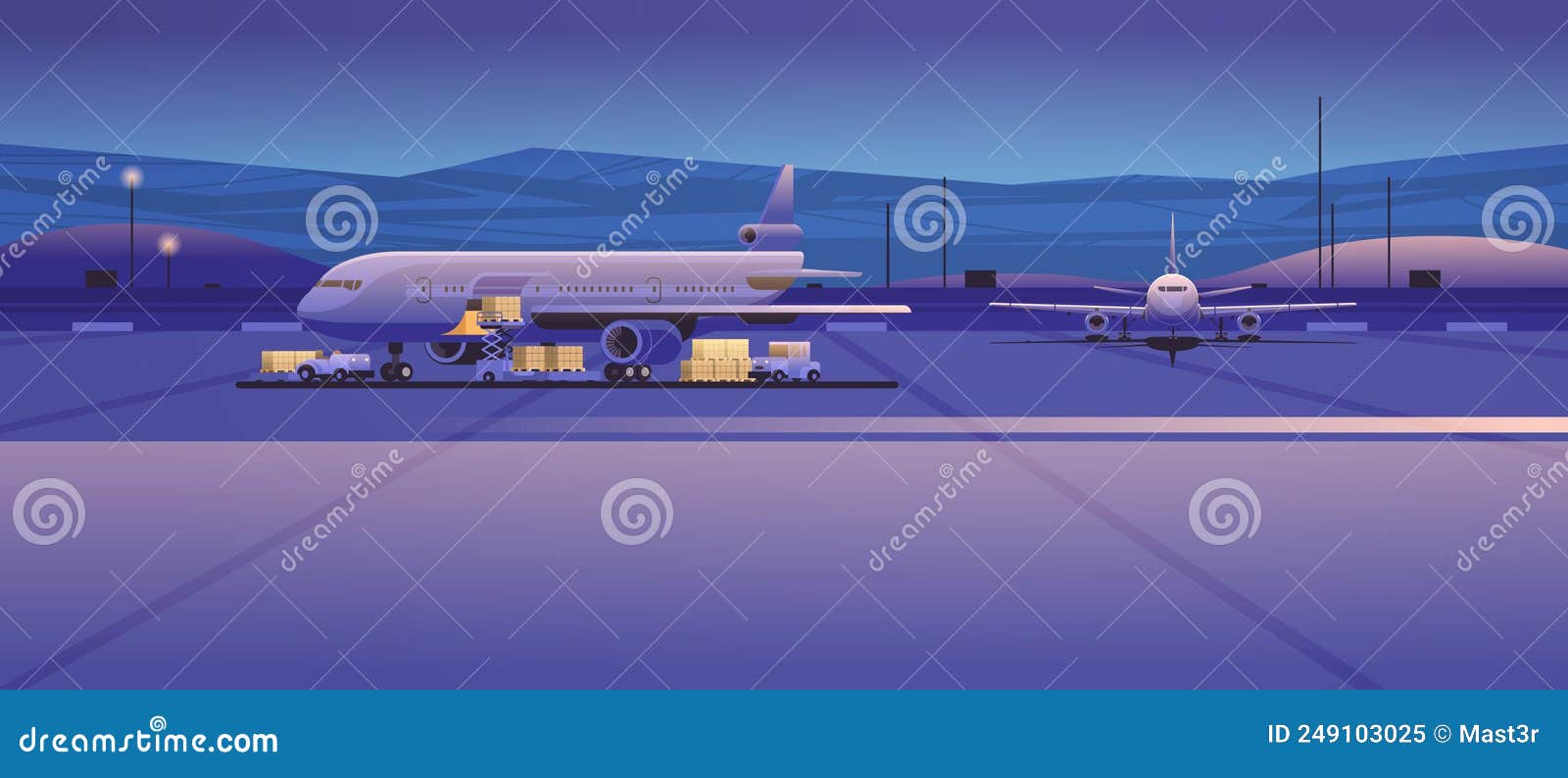 Loading Baggage In Airplane Flat Illustration. Cartoon Vector ...