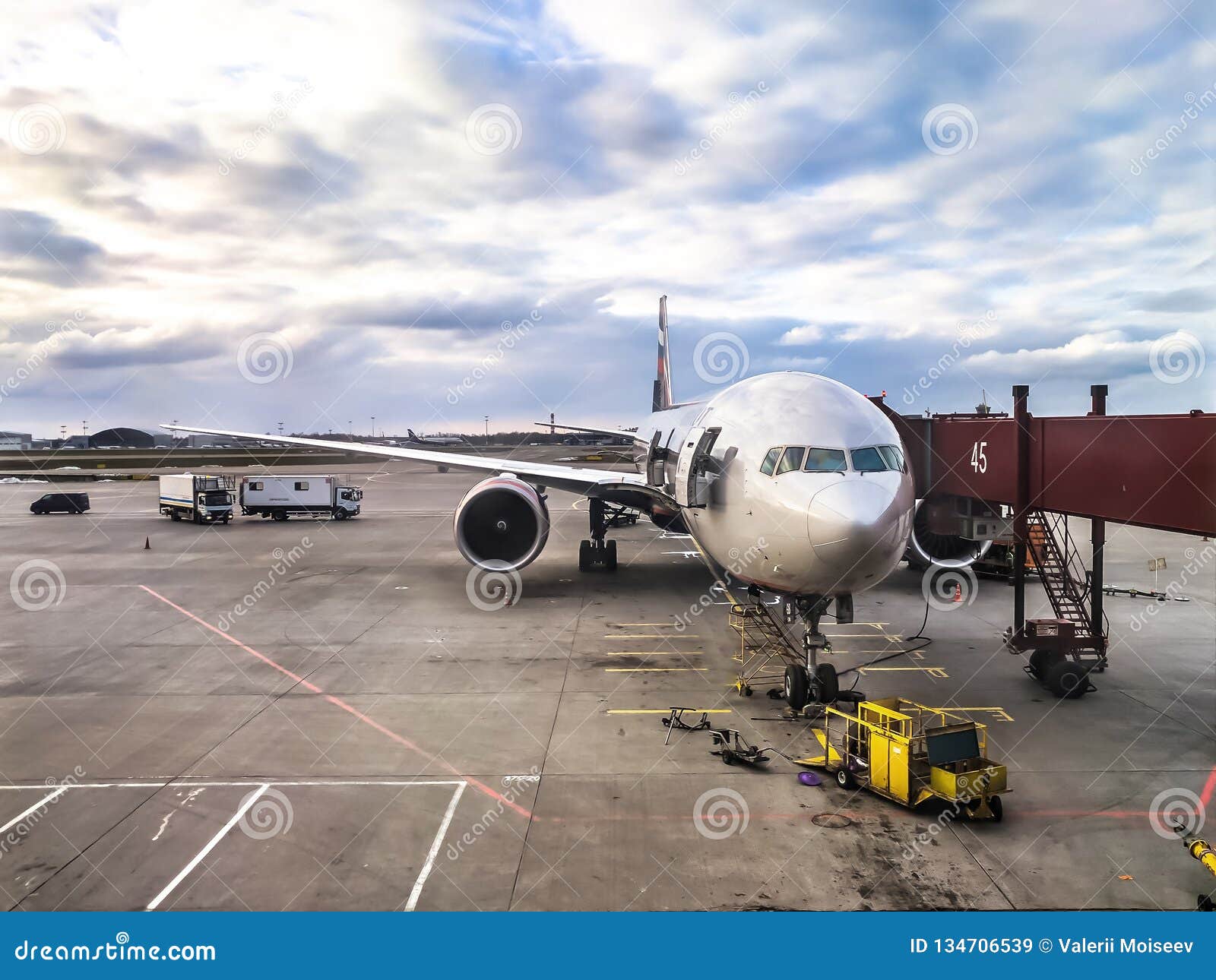 Preparing the Aircraft before Flight Loading of Baggage Stock Image ...