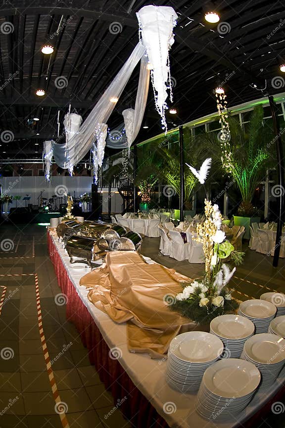 Preparing Banquet Buffet Line Stock Photo - Image of large, displays ...