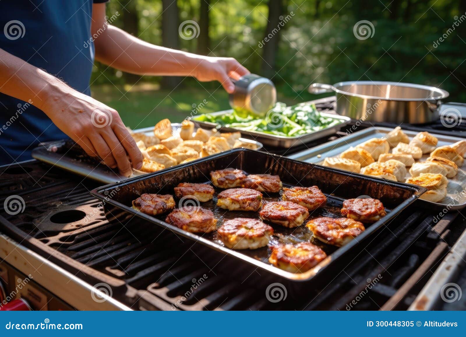 Preparing Bbq Pork Sliders in Backyard Cookout Stock Image - Image of ...