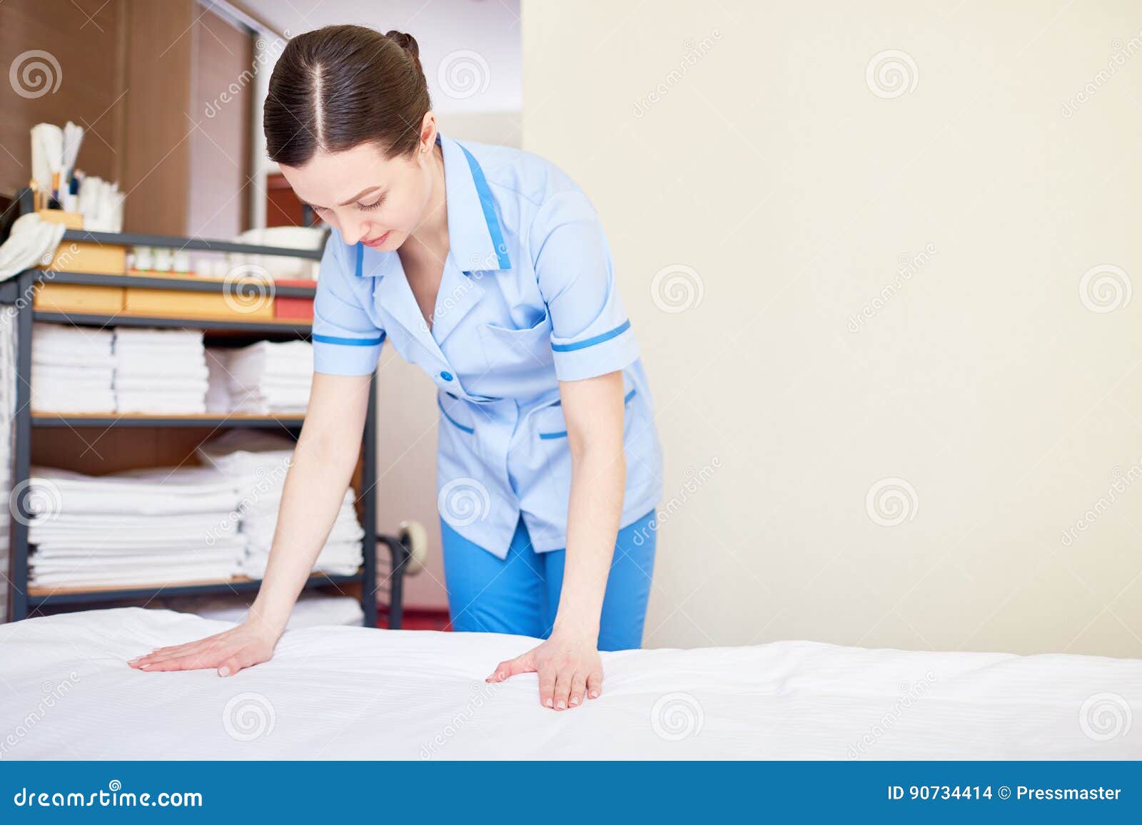 Preparing bed stock photo. Image of preparing, blanket - 90734414