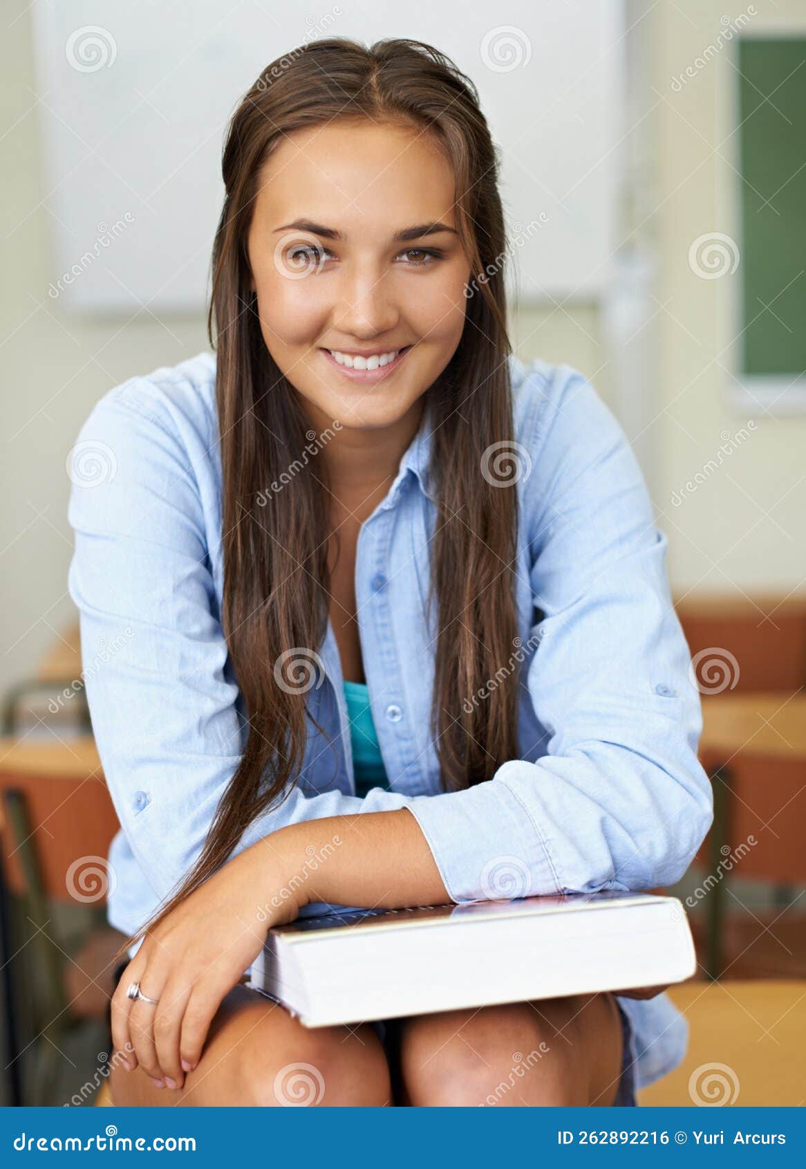 Preparing for a Bright Future. a Female Student Sitting in a Classroom ...