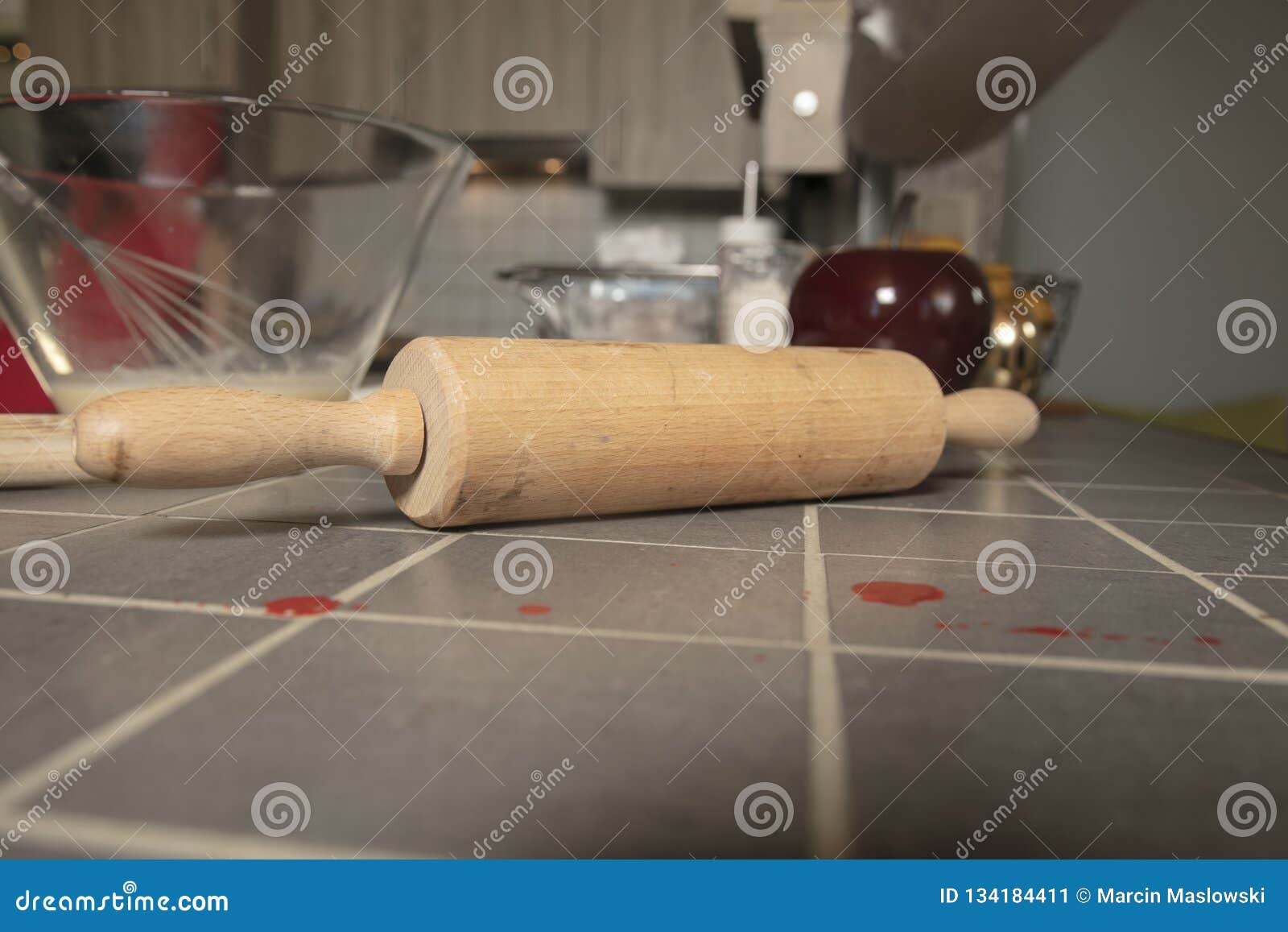 Preparing Cakes for Baking, Close Up on Roller Stock Image - Image of ...