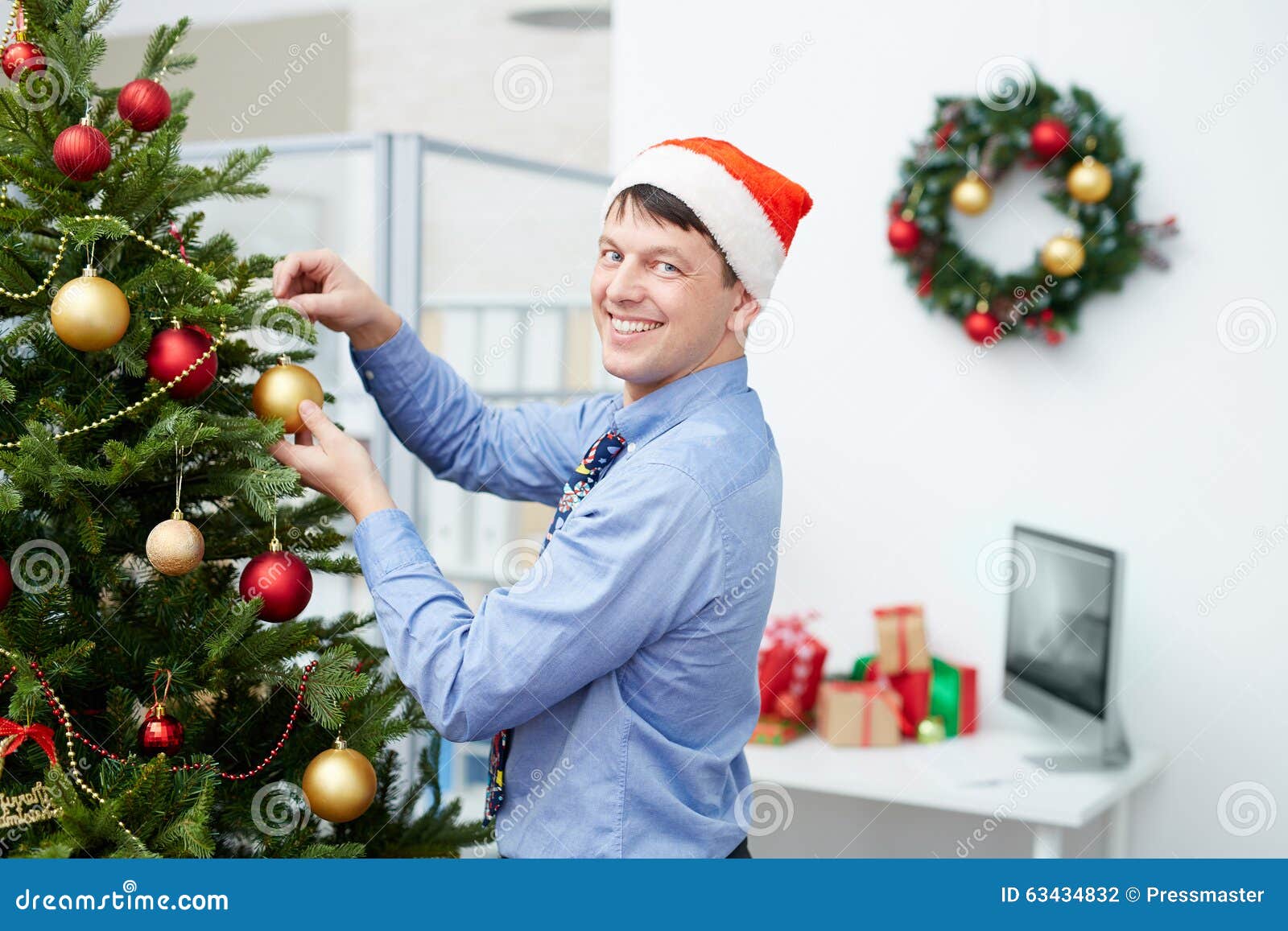 Preparing for Christmas stock photo. Image of businessman - 63434832
