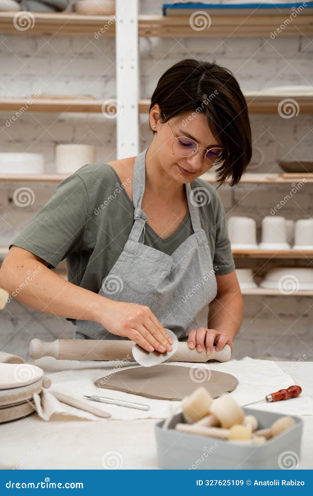 Preparing Clay for Cutting and Assembling it. Slab Building Method in ...