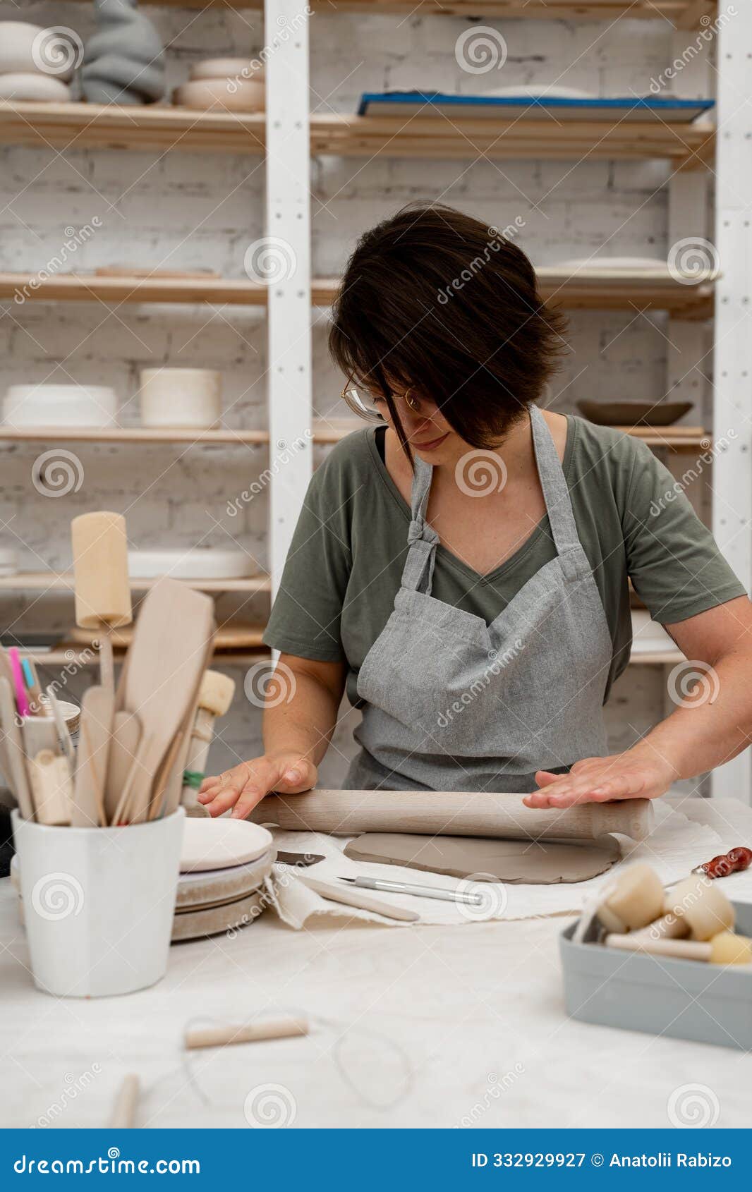 Preparing Clay for Cutting and Assembling it. Slab Building Method in ...