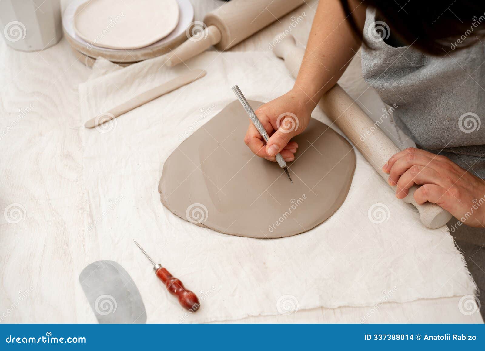 Preparing Clay for Cutting and Assembling it. Slab Building Method in ...