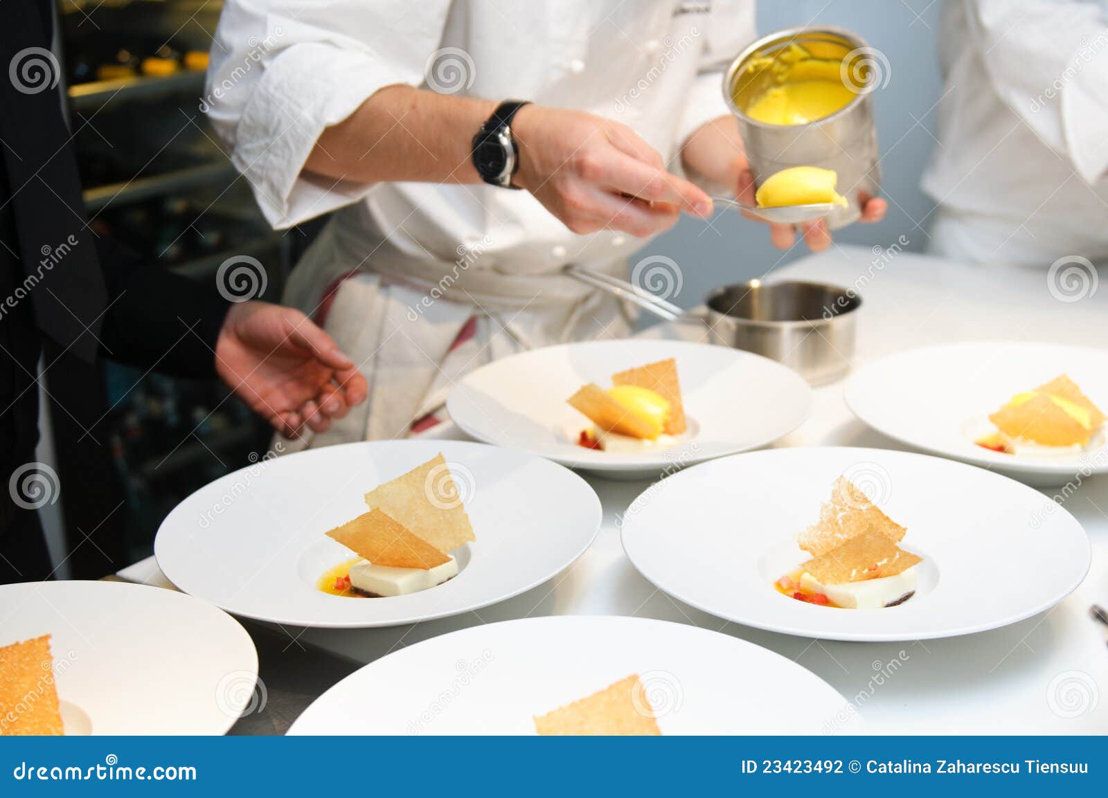 Preparing Desserts for Restaurant Dinner Stock Photo - Image of ...