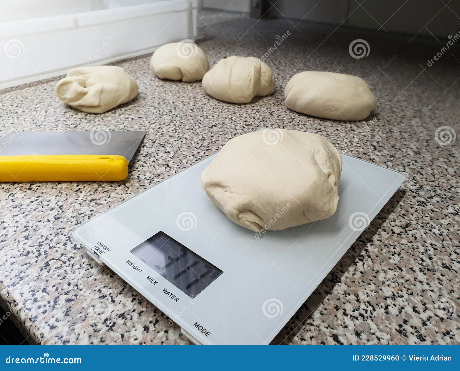 Preparing the Dough for Pizza, Scales Stock Photo - Image of brown ...