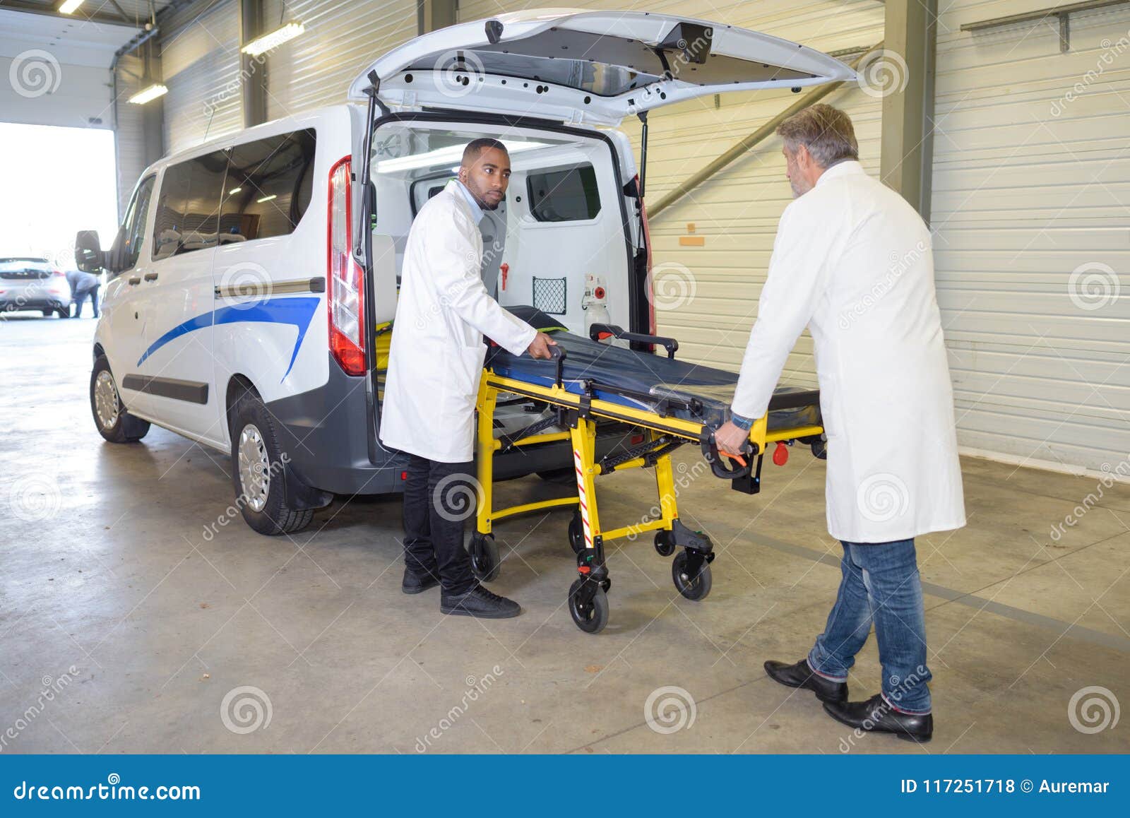 Preparing the Emergency Bed Stock Photo - Image of technician, vital ...