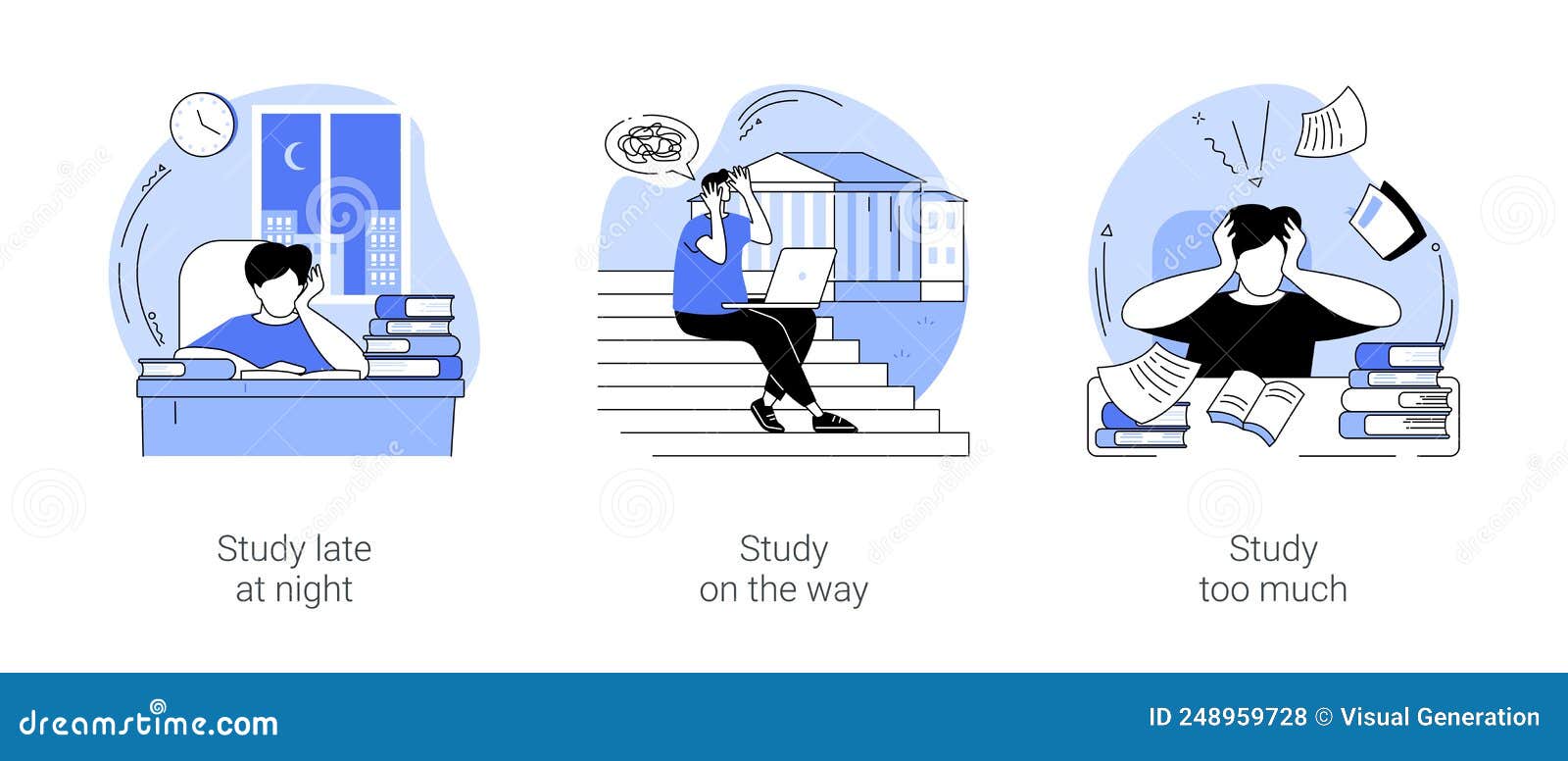 Preparing for Exams Isolated Cartoon Vector Illustrations Se Stock ...