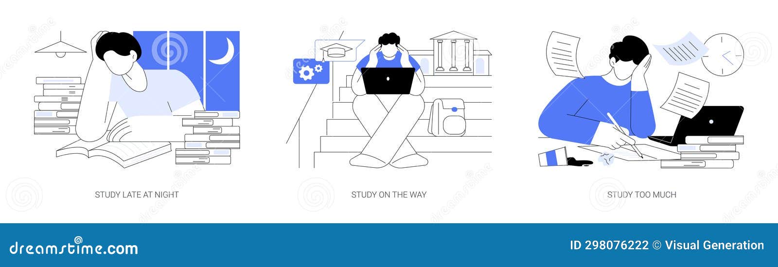 Preparing for Exams Isolated Cartoon Vector Illustrations Se Stock ...