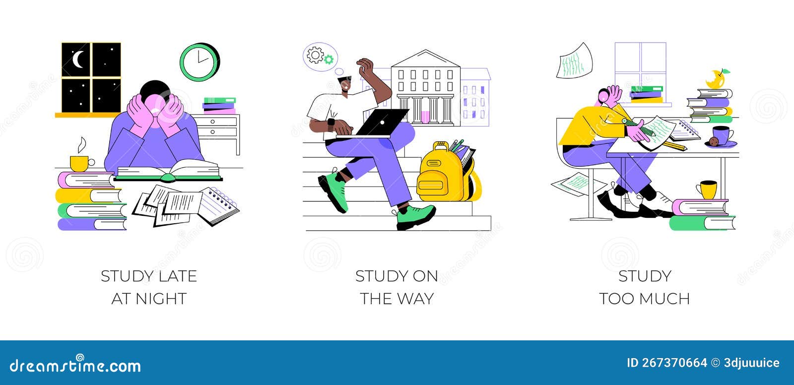 Preparing for Exams Isolated Cartoon Vector Illustrations. Stock Vector ...