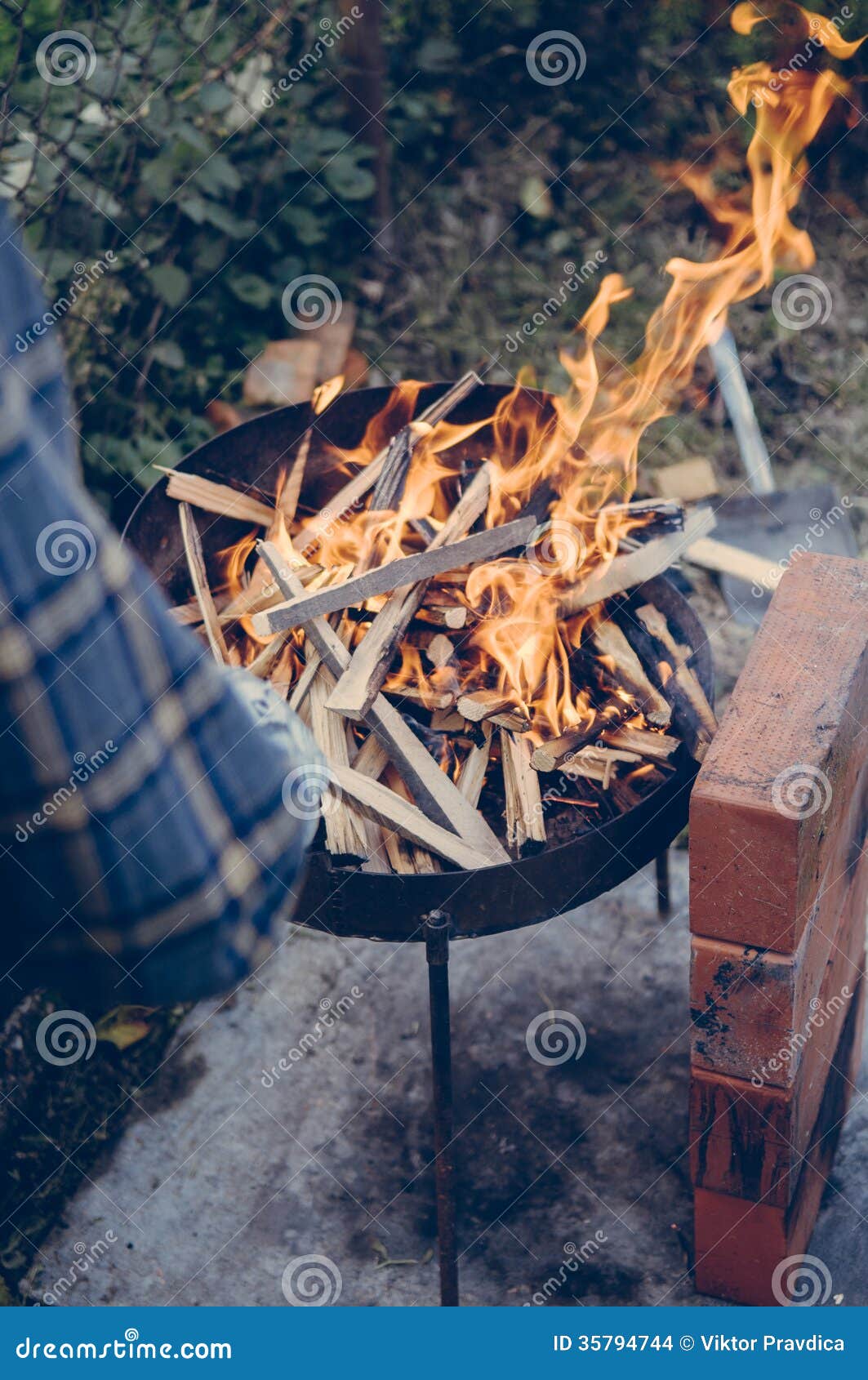 Preparing fire stock photo. Image of autumn, outdoors - 35794744