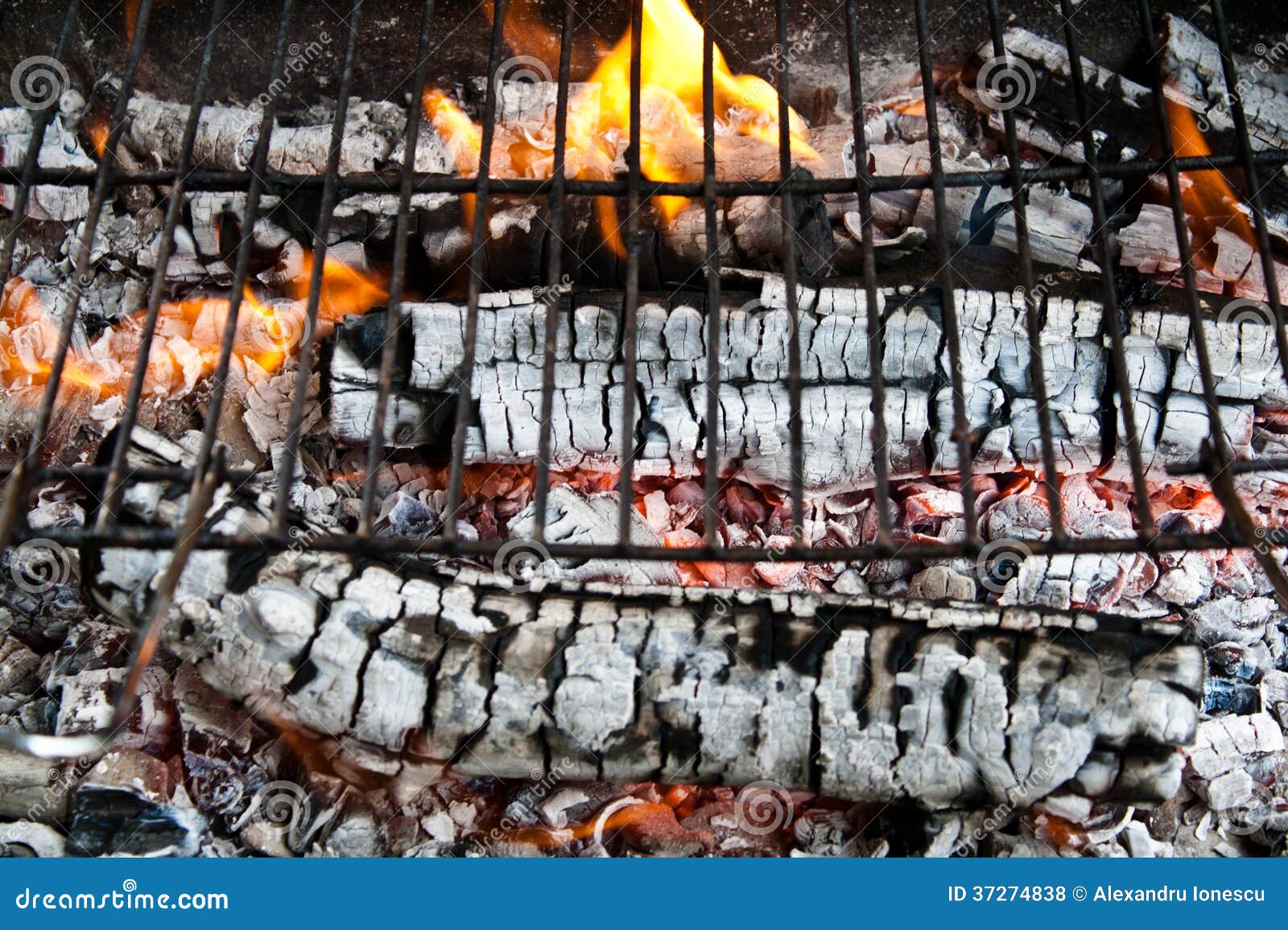 Preparing the Fire for Barbeque Grill Stock Photo - Image of fireplace ...
