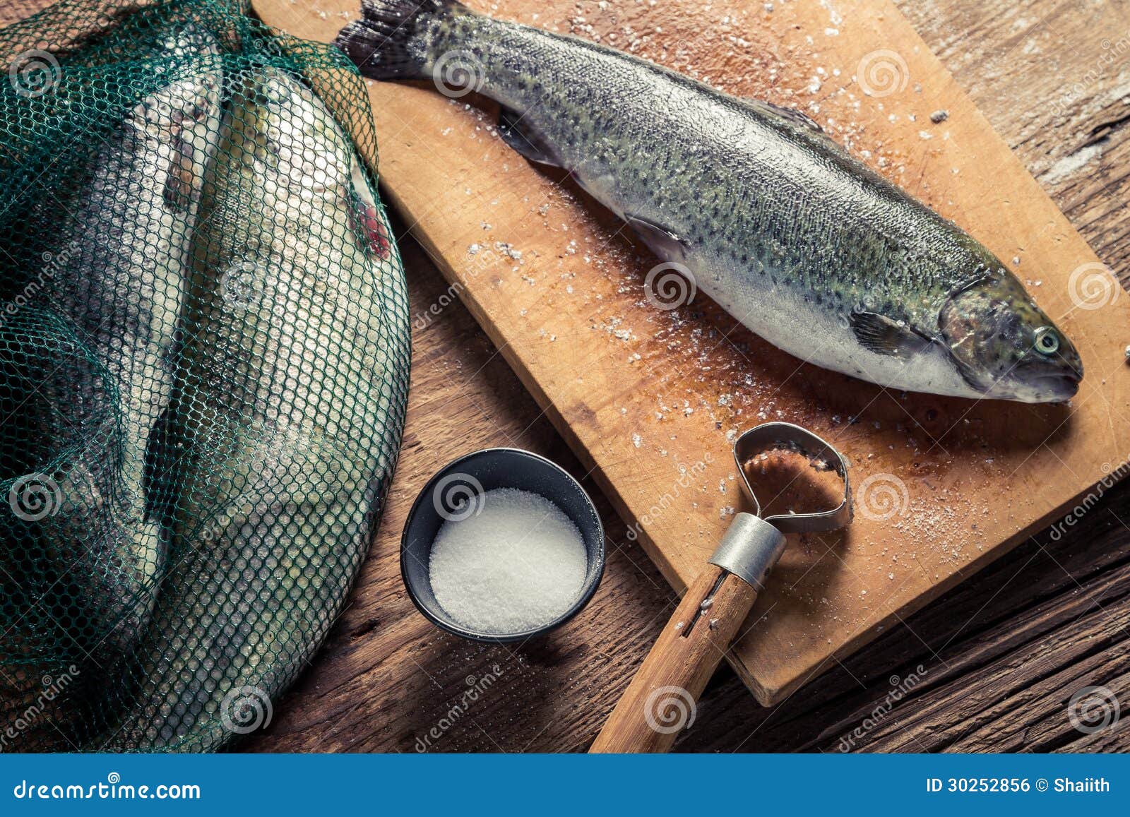 Preparing Fish Caught in Freshwater Stock Photo - Image of nature, body ...