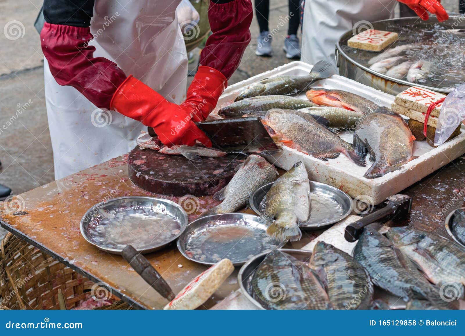 Preparing Fish stock photo. Image of asia, food, knife - 165129858