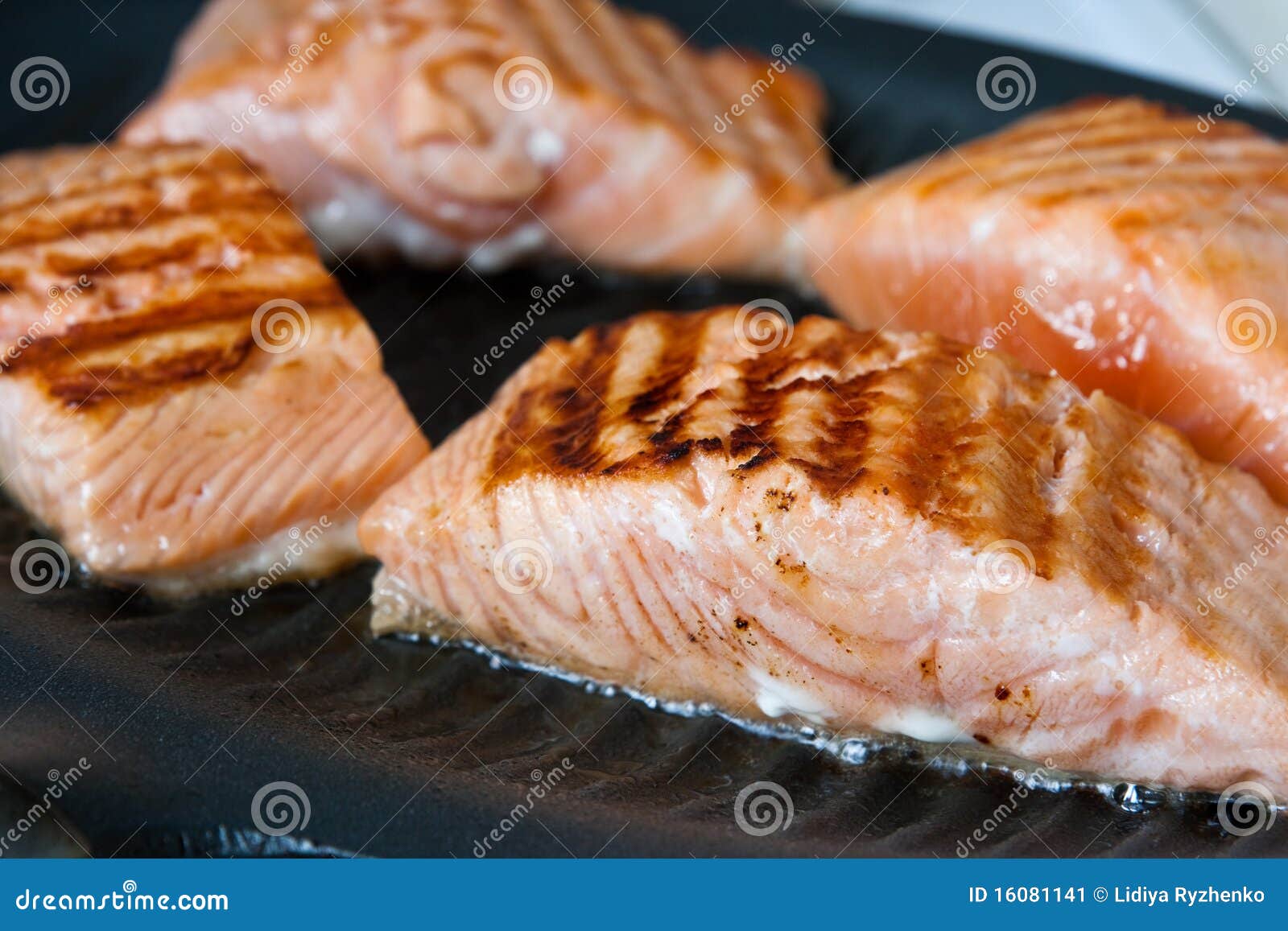 Preparing fish steaks stock image. Image of frying, ribbed - 16081141