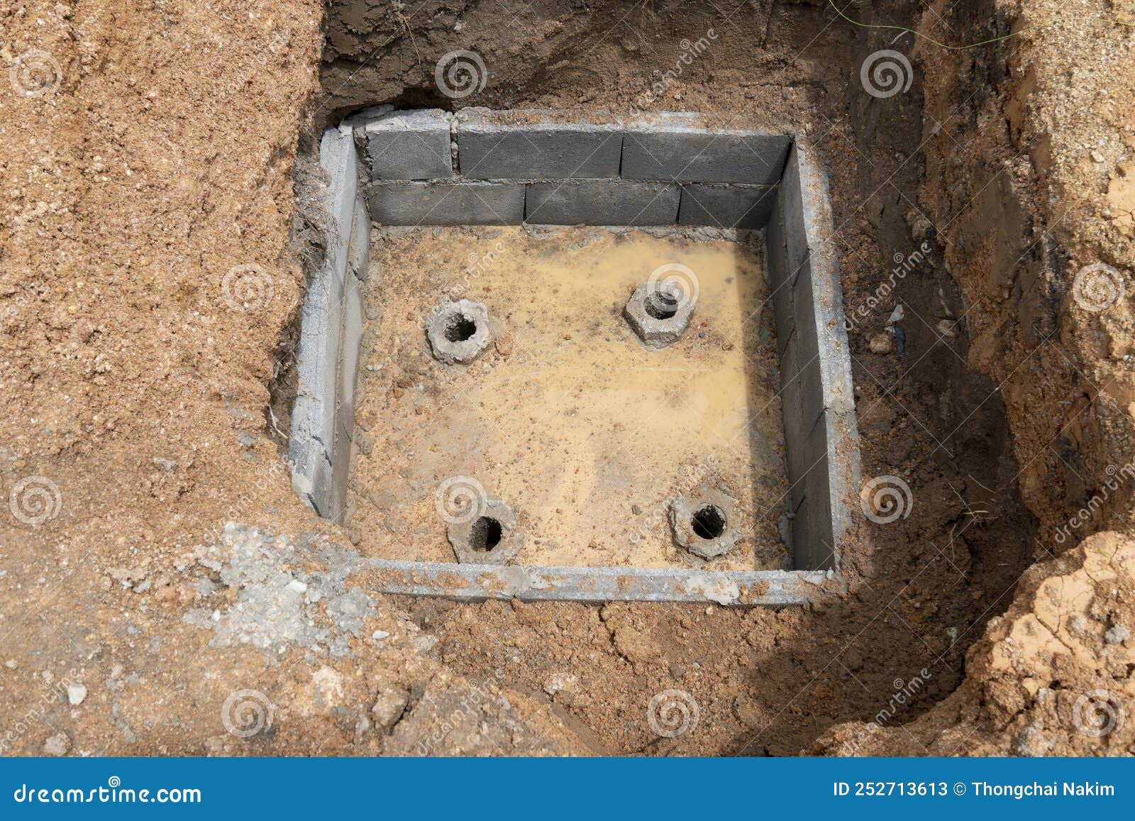 Preparing the Foundation on the Ground for Construction Columns. Stock ...