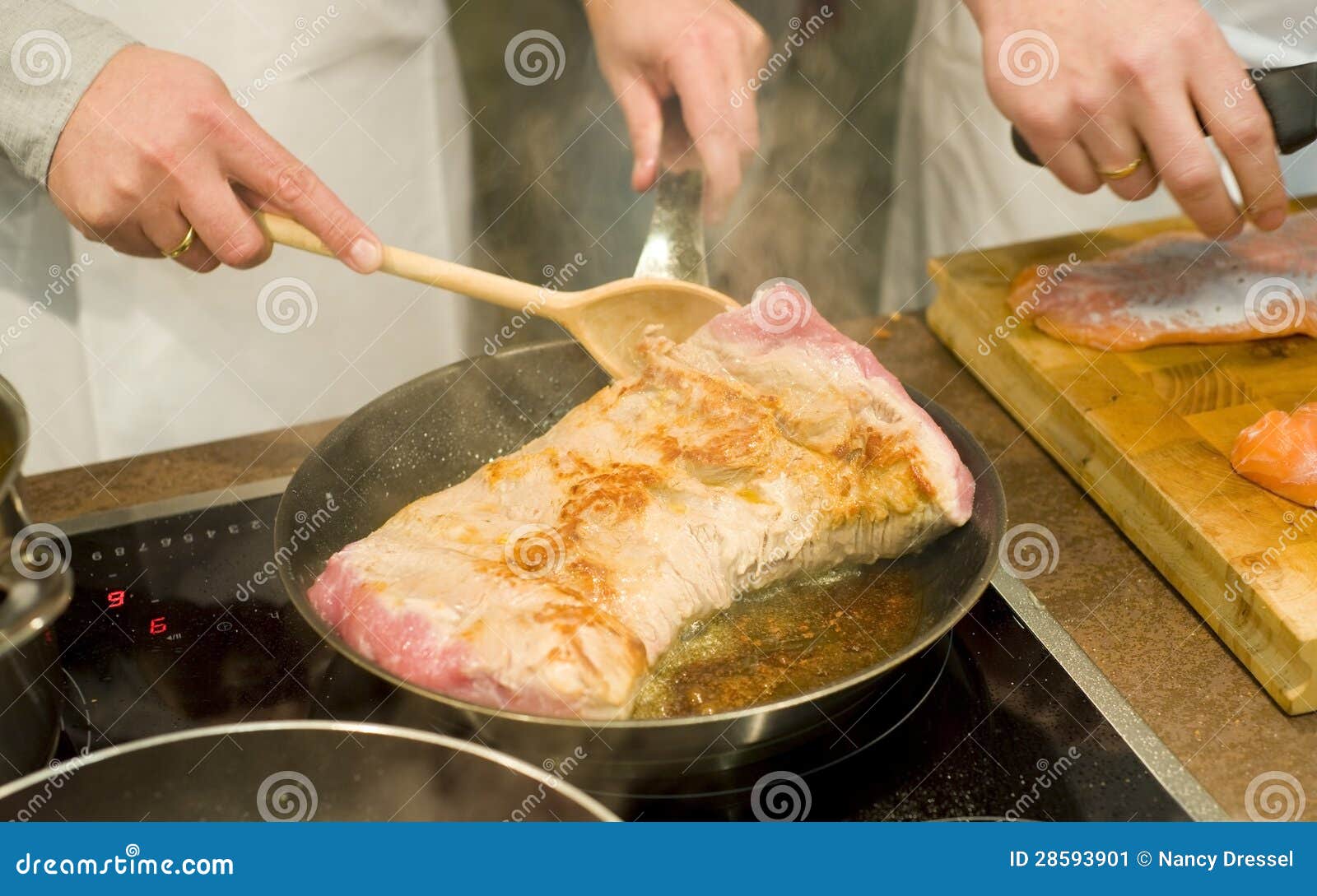 Preparing fresh roast meat stock image. Image of close - 28593901