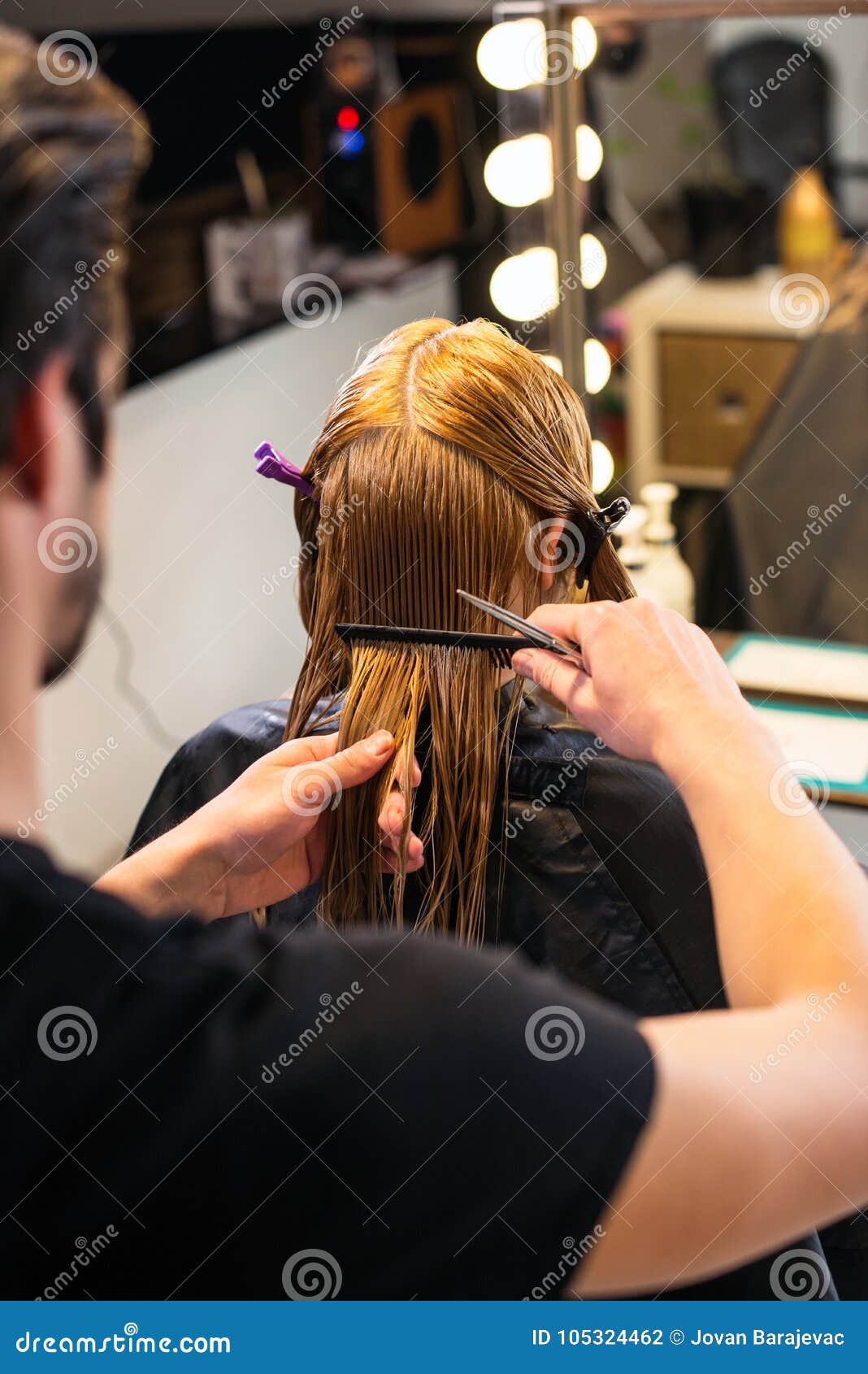 Preparing hair for cutting stock photo. Image of female - 105324462