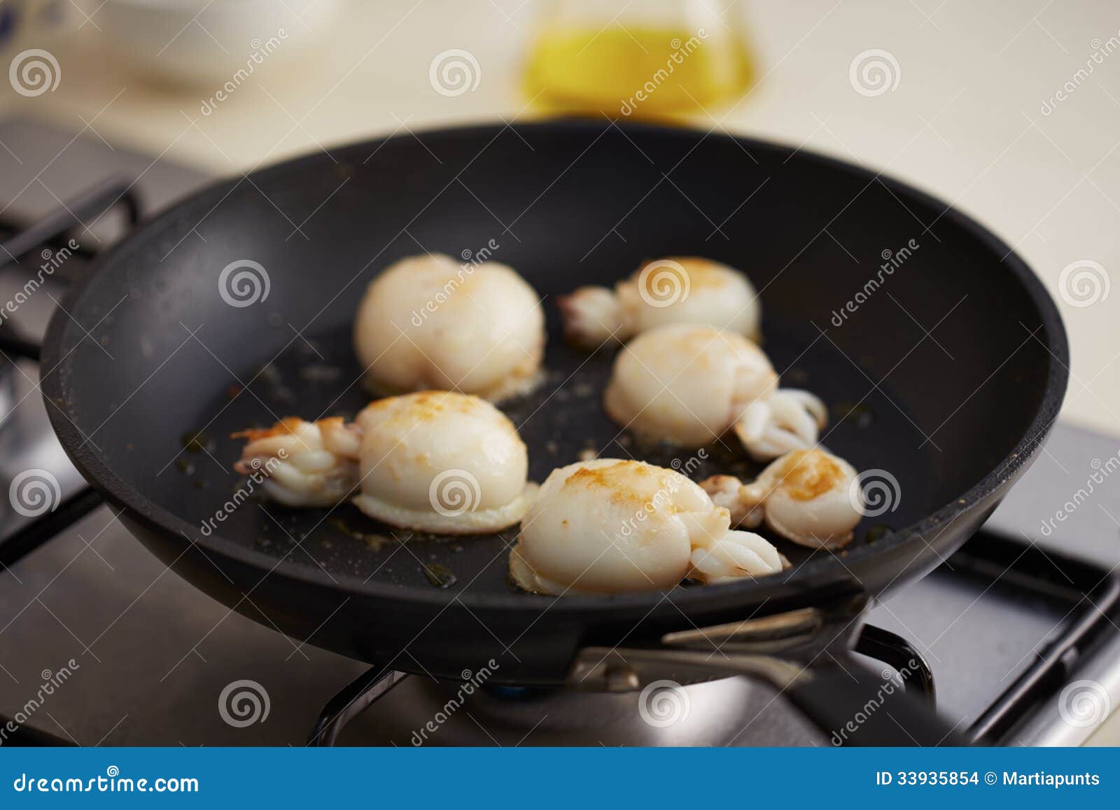 Preparing Grilled Cuttlefish in a Pan Stock Photo - Image of squid ...