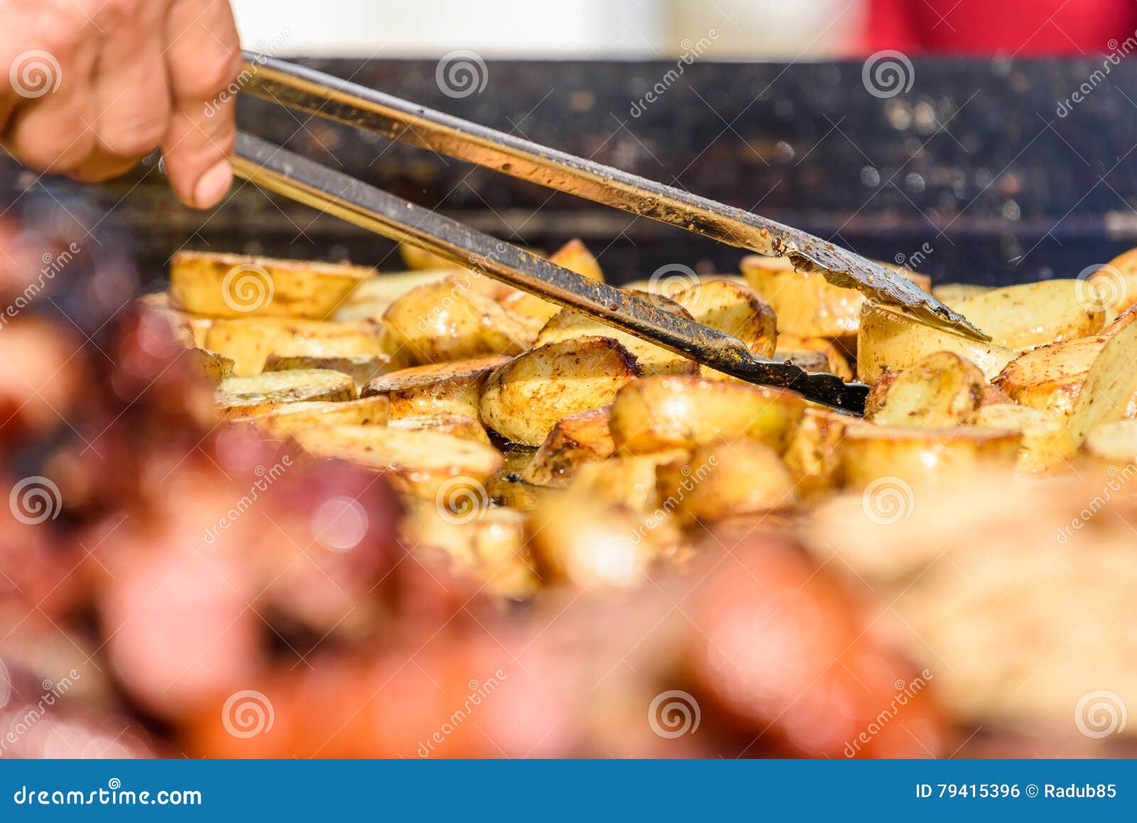 Preparing Grilled Potatoes Barbecue Stock Photo - Image of dinner ...