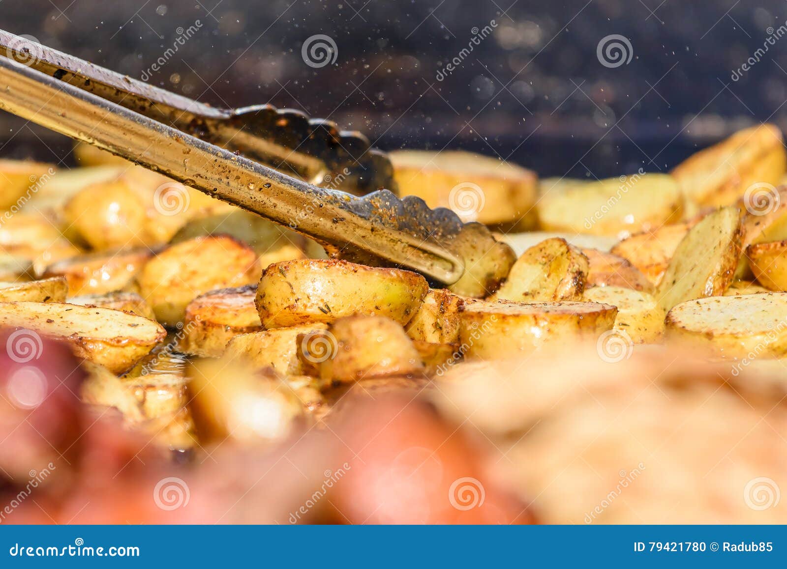 Preparing Grilled Potatoes Barbecue Stock Photo - Image of healthy ...