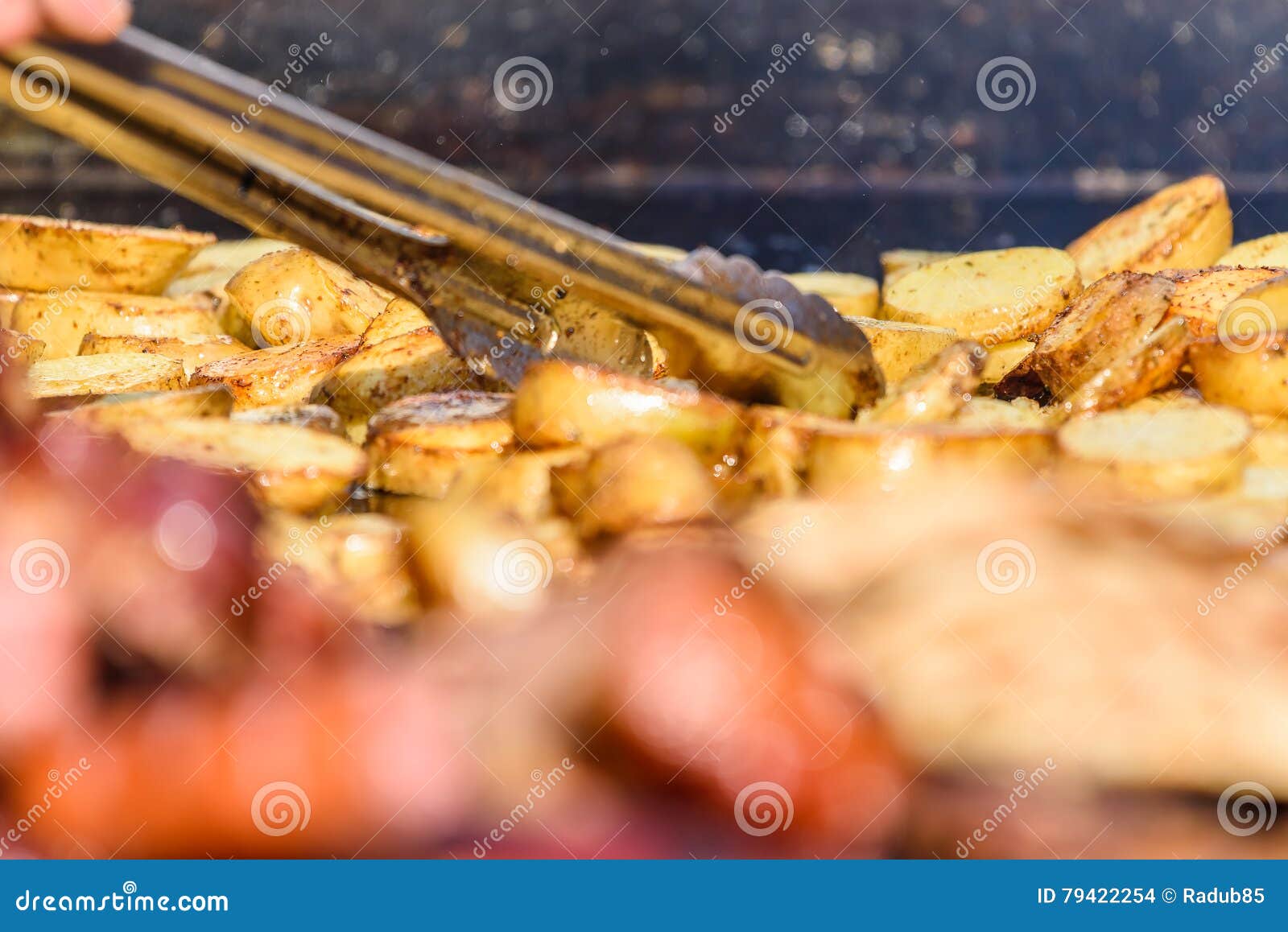 Preparing Grilled Potatoes Barbecue Stock Photo - Image of dinner ...