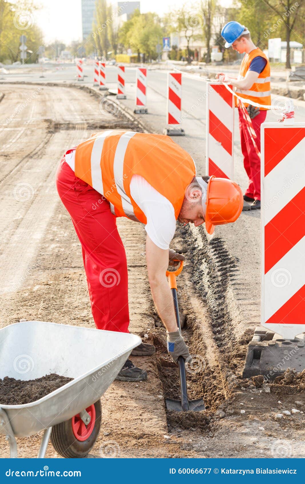 Preparing the Ground for Curb Stock Image - Image of modernization ...