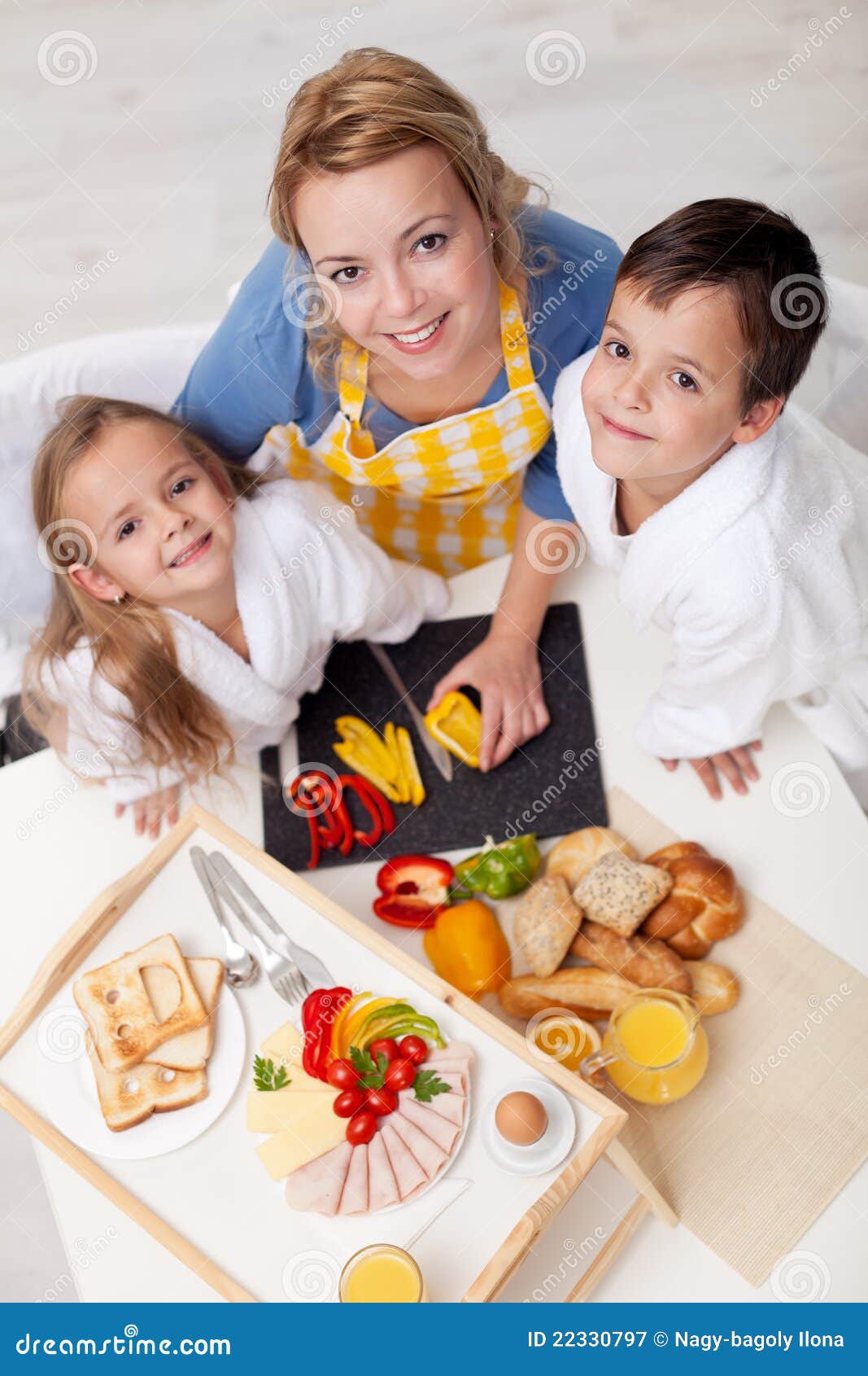 Preparing Healthy Breakfast Together - Top View Stock Image - Image of ...