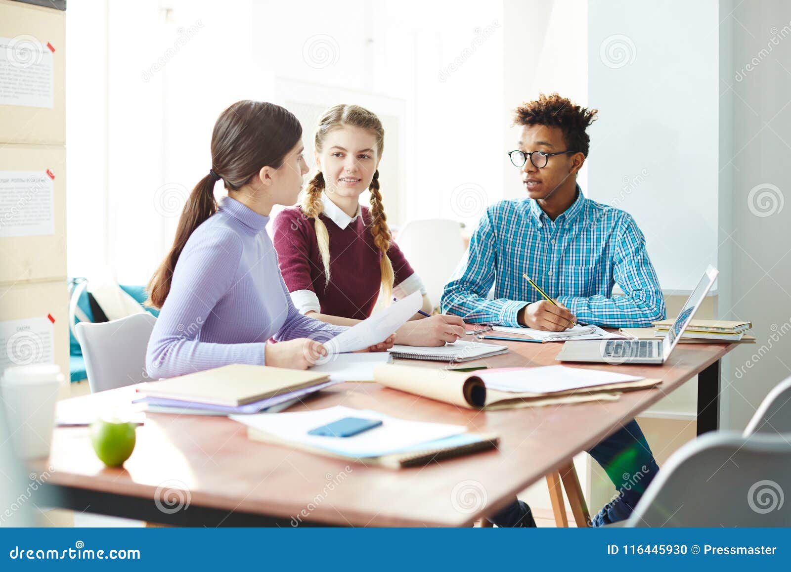 Preparing home assignment stock photo. Image of girl - 116445930