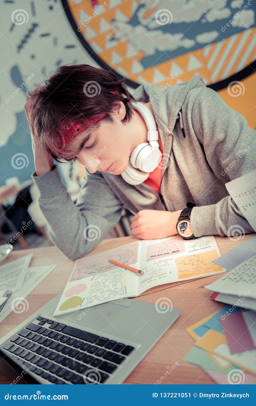 Concentrated Student Getting Prepared for the Final Test Stock Image ...