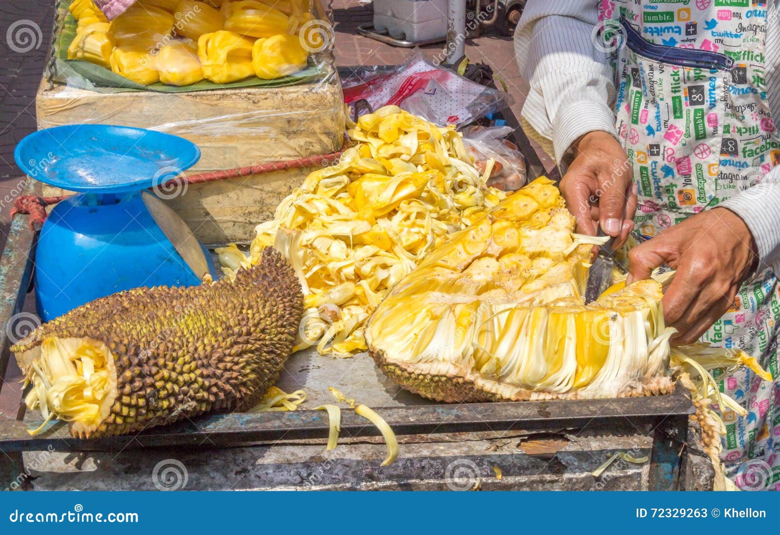 Preparing jackfruit stock image. Image of bangkok, healthy - 72329263