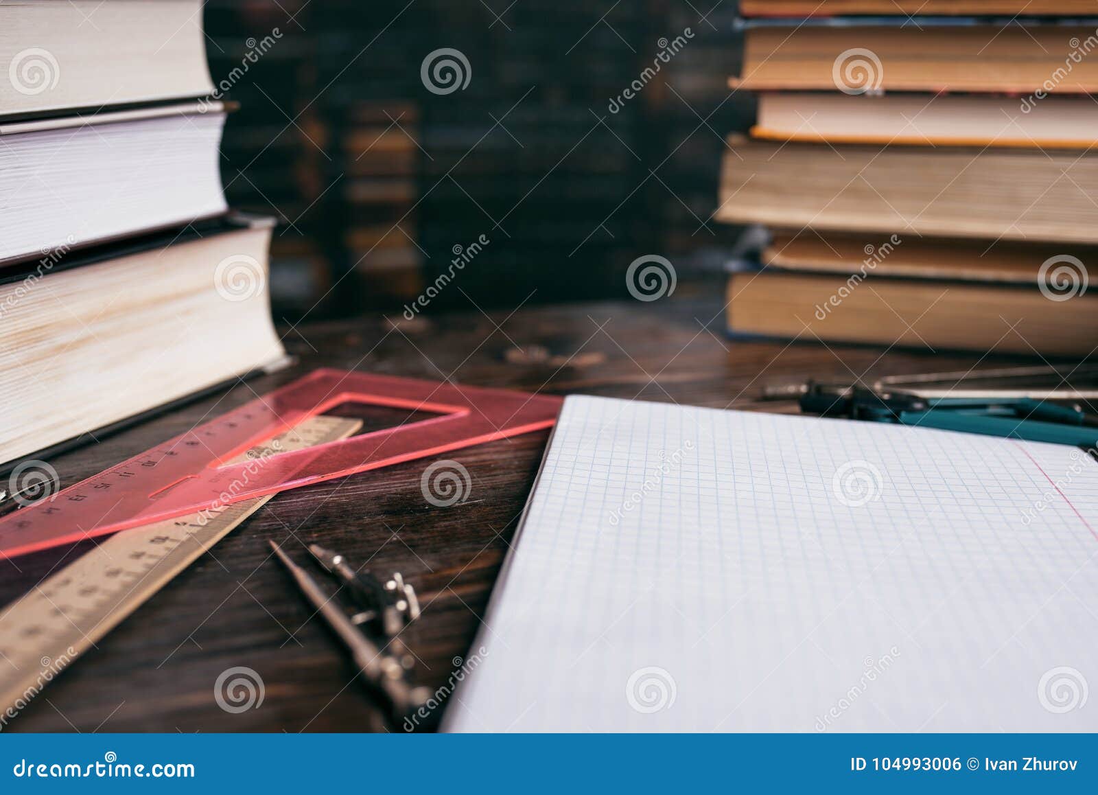 Preparing for the Lesson of Geometry, Rulers, Notebook, Textbooks Stock ...